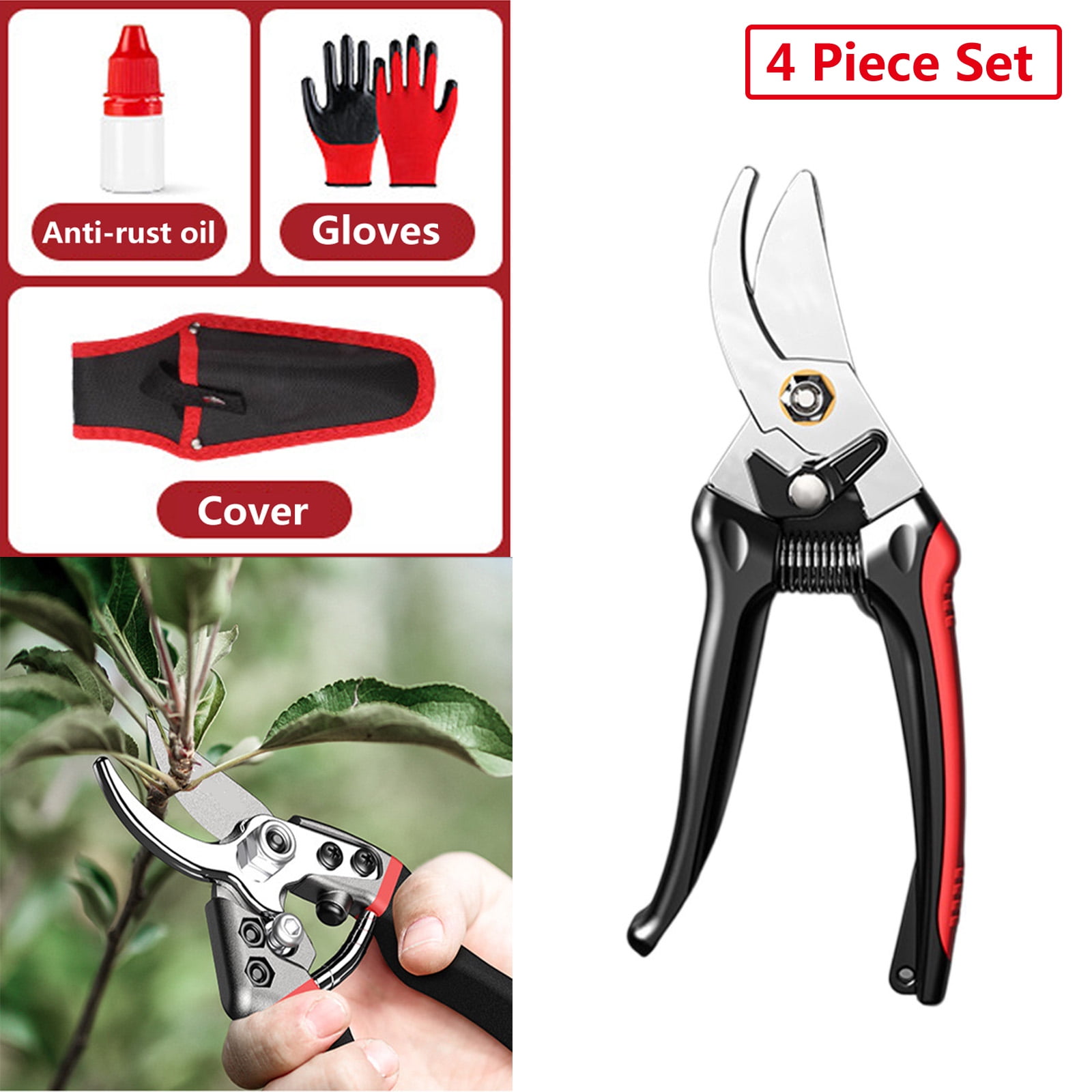 Twfbrm 4 Pcs Garden Pruning Shears Set, Stainless Steel Bypass Pruning ...
