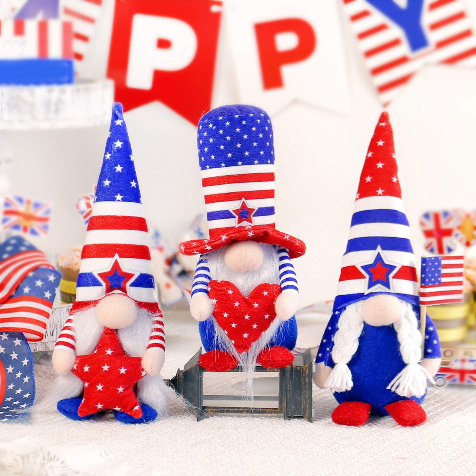 Twfbrm 4th of July Patriotic Gnome Decorations, 10 Inch Star and ...