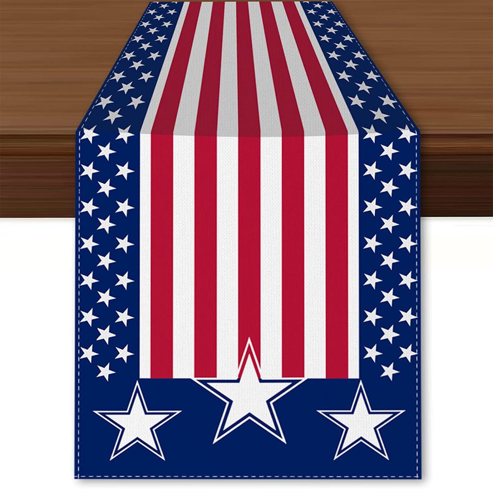 Twfbrm 4th of July Table Runner, 13x72 Inch Linen American Flag Design ...