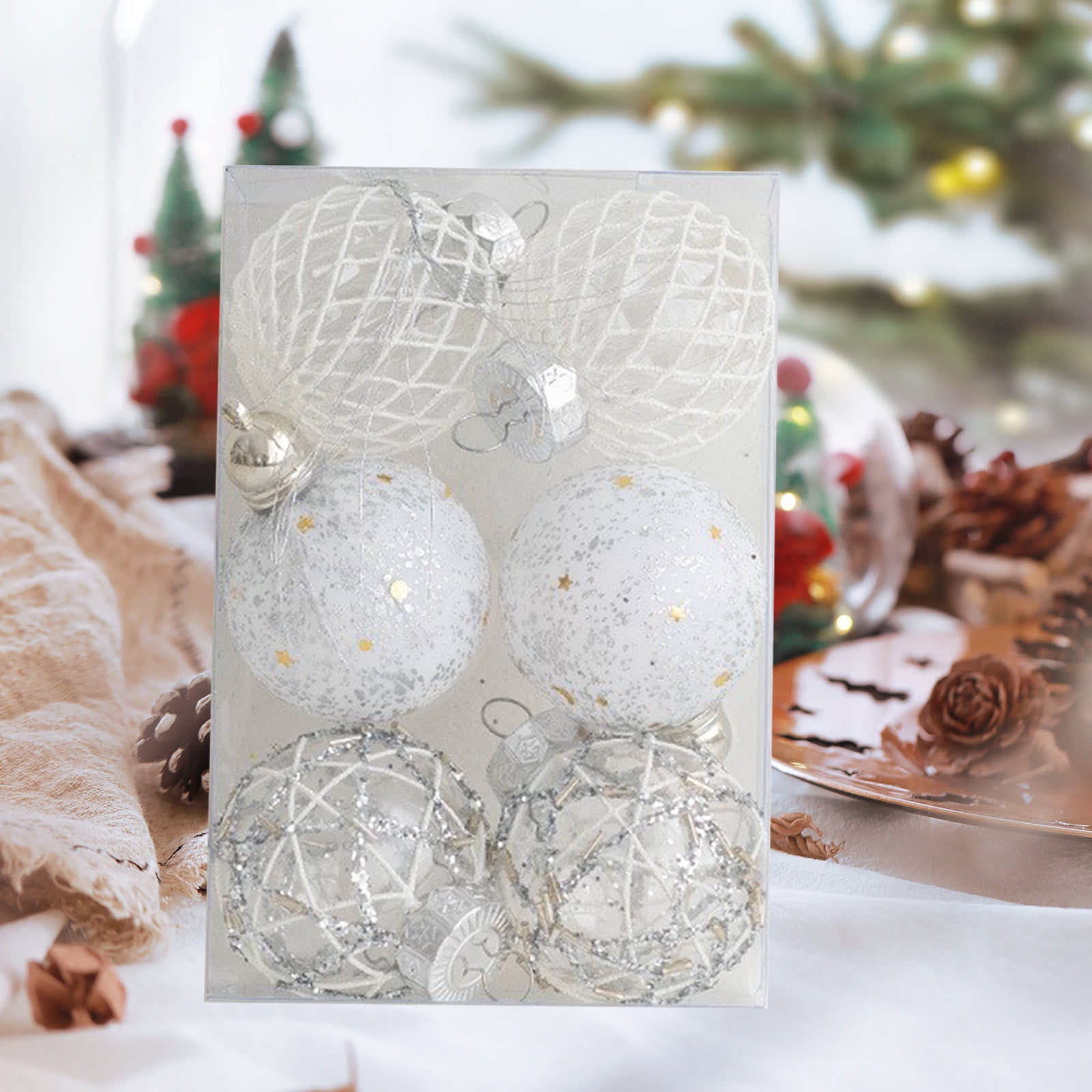 Twfbrm Christmas Ball Ornaments Set 6 pcs Multi-Size Shatterproof Clear ...