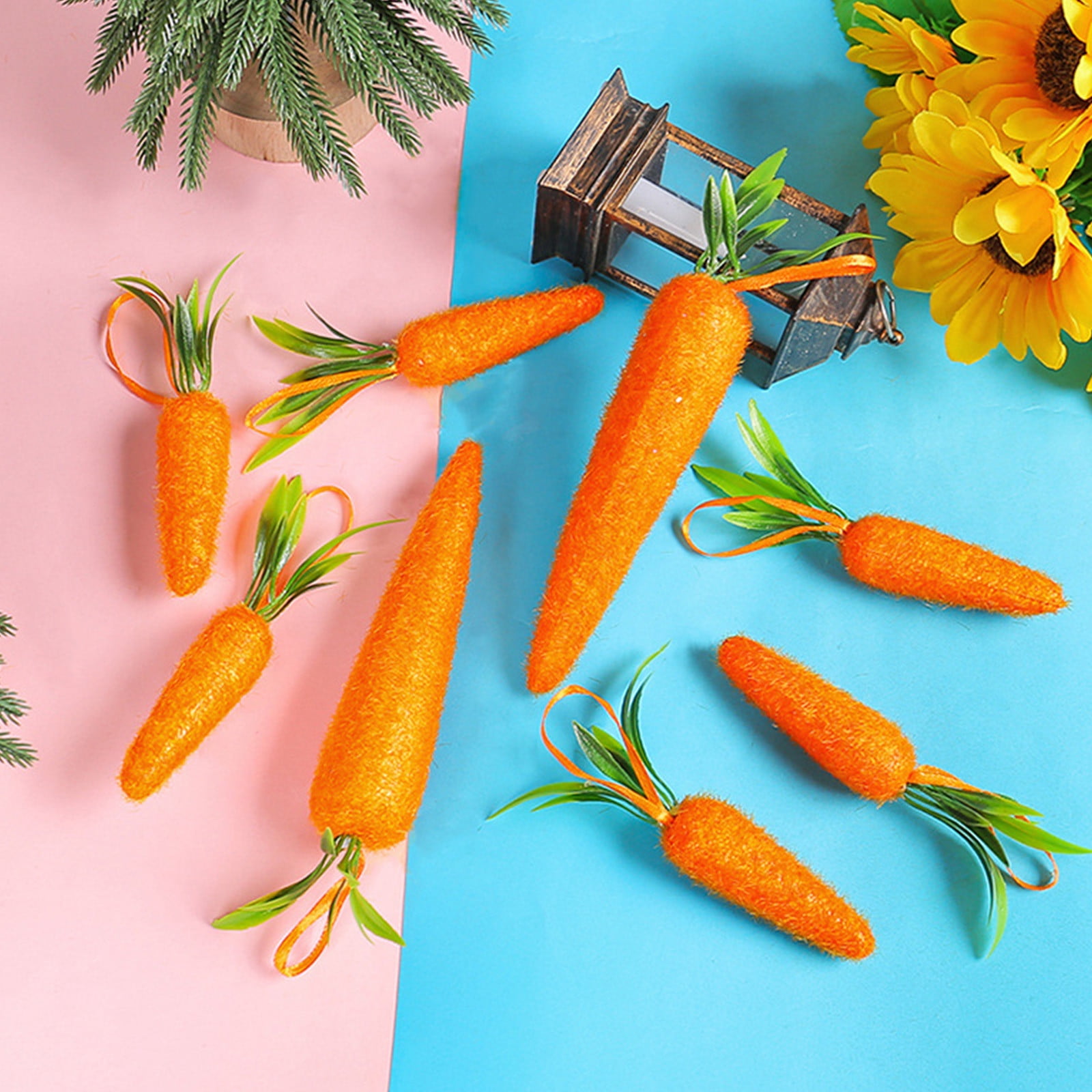 Twfbrm 6 Pcs Easter Carrot Hanging Ornaments, 5.1 inch Foam Glitter ...