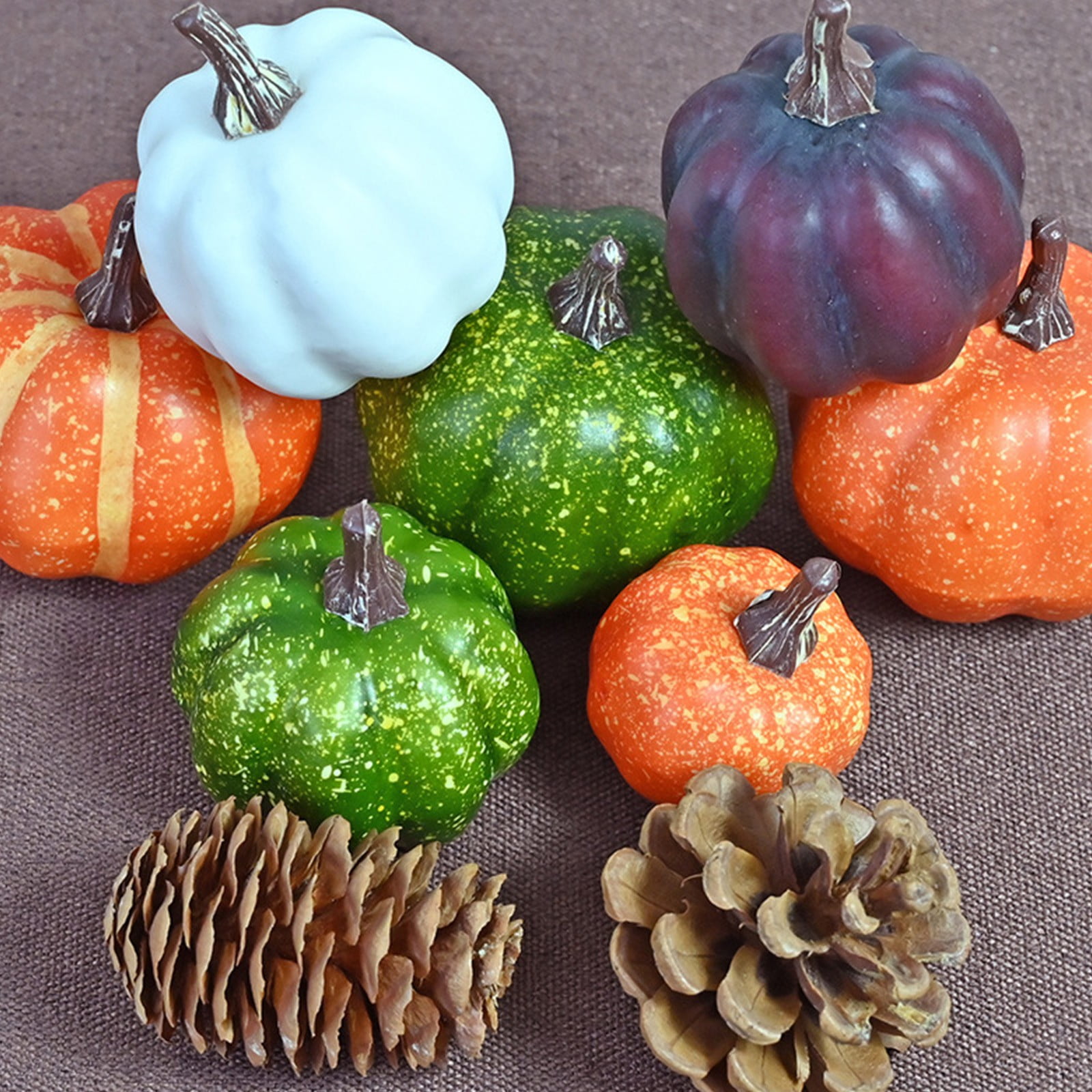 Twfbrm 9 Pcs Artificial Pumpkin and Pinecone, Fall Decorations for Home ...