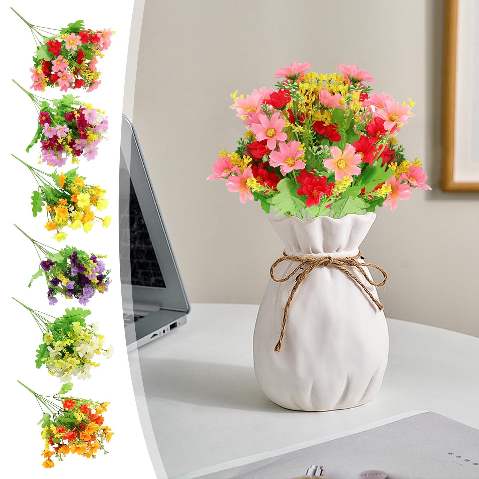 Twfbrm Artificial Flowers 6 Bundles, UV Resistant Artificial Outdoor ...