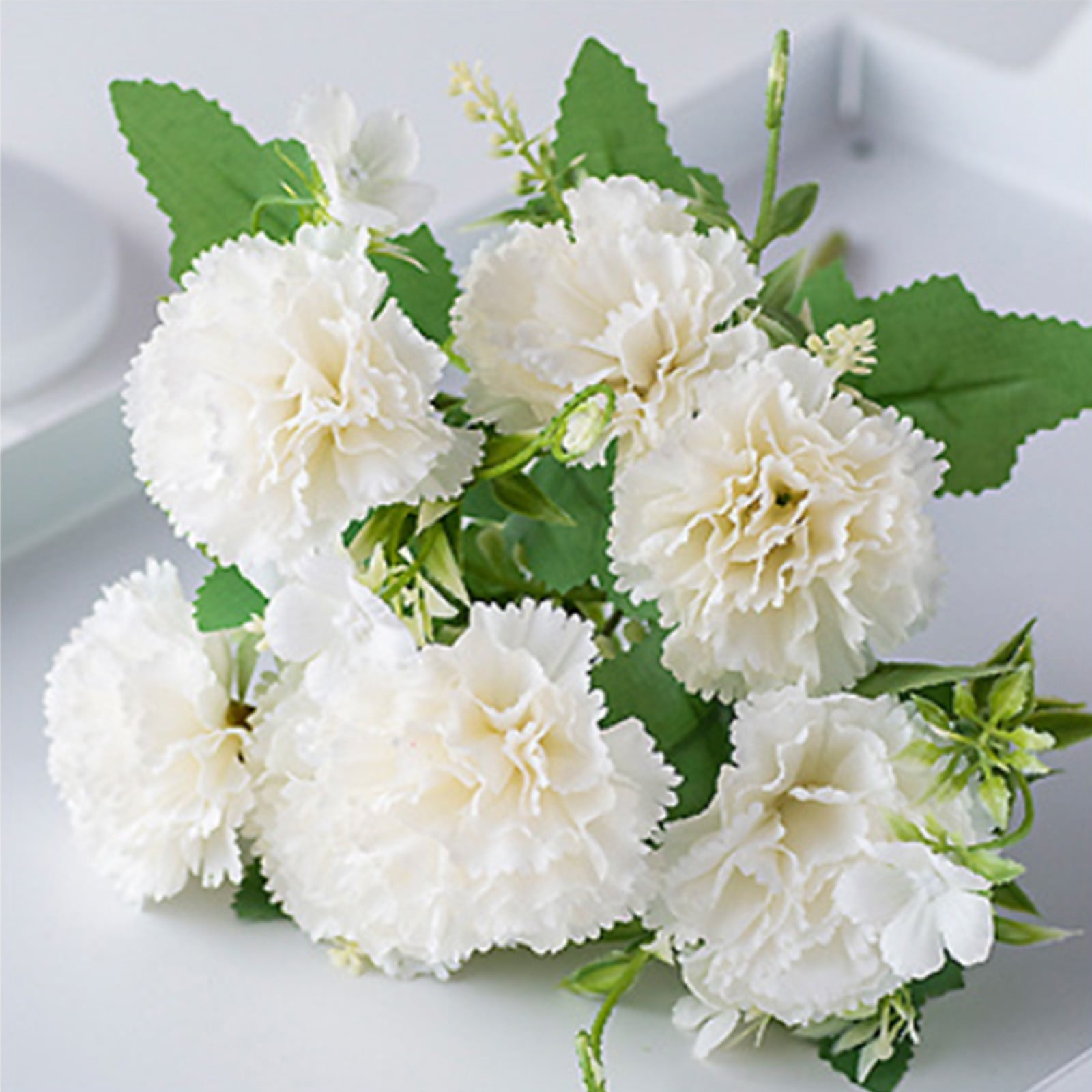 Twfbrm Artificial Flowers, Realistic Silk Carnation Flowers with Green ...