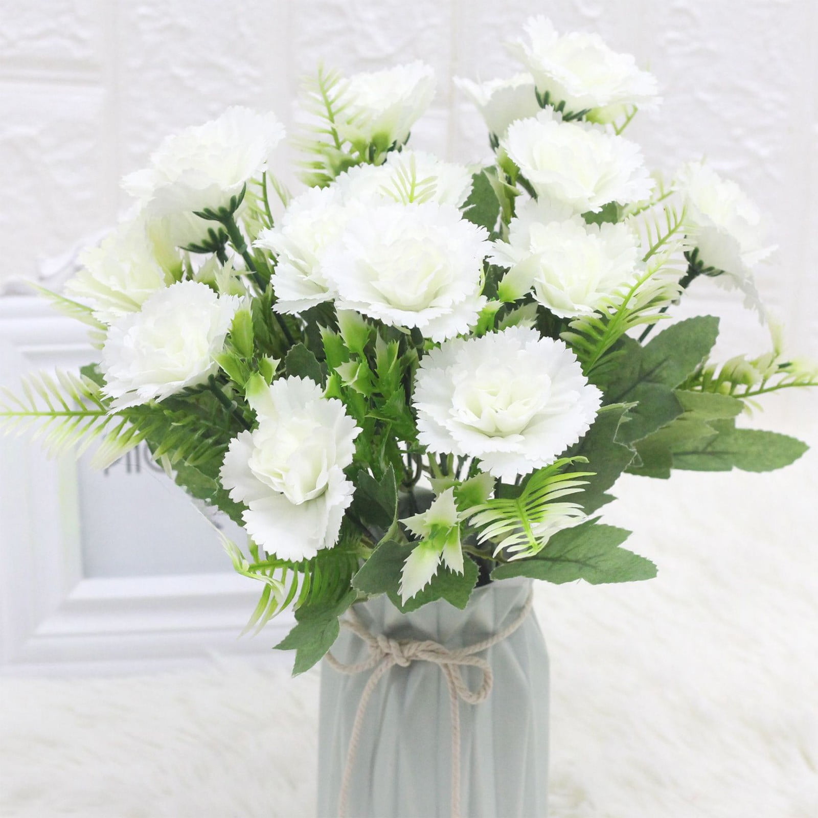 Twfbrm Artificial Flowers, Realistic Silk Carnation Flowers with Leaves ...