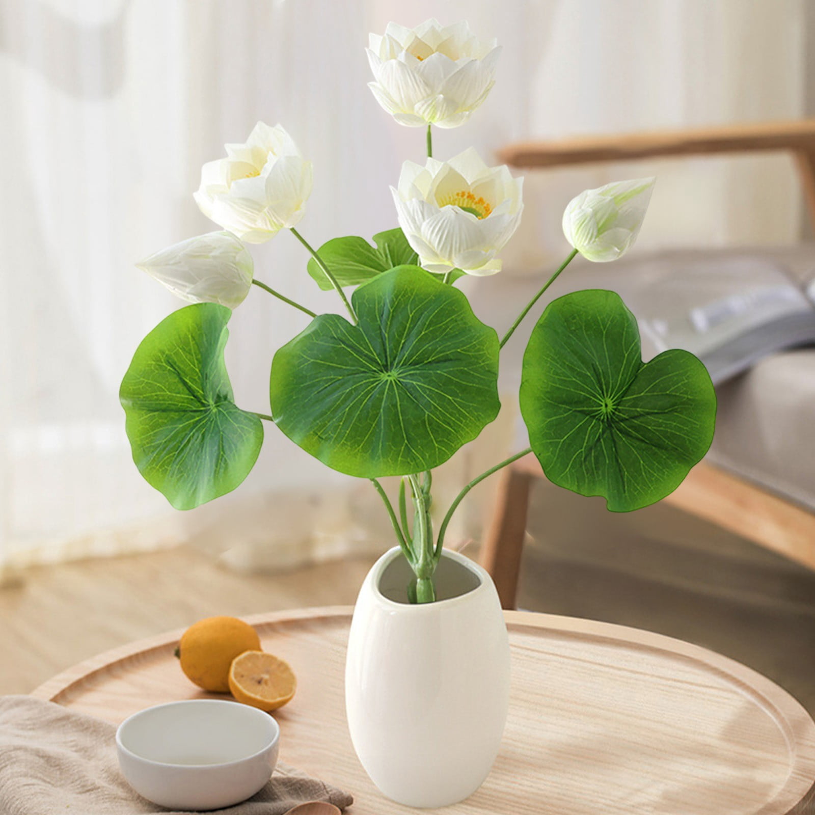 Twfbrm Artificial Lotus Flowers, 22" Realistic Silk Lotus Flowers with ...