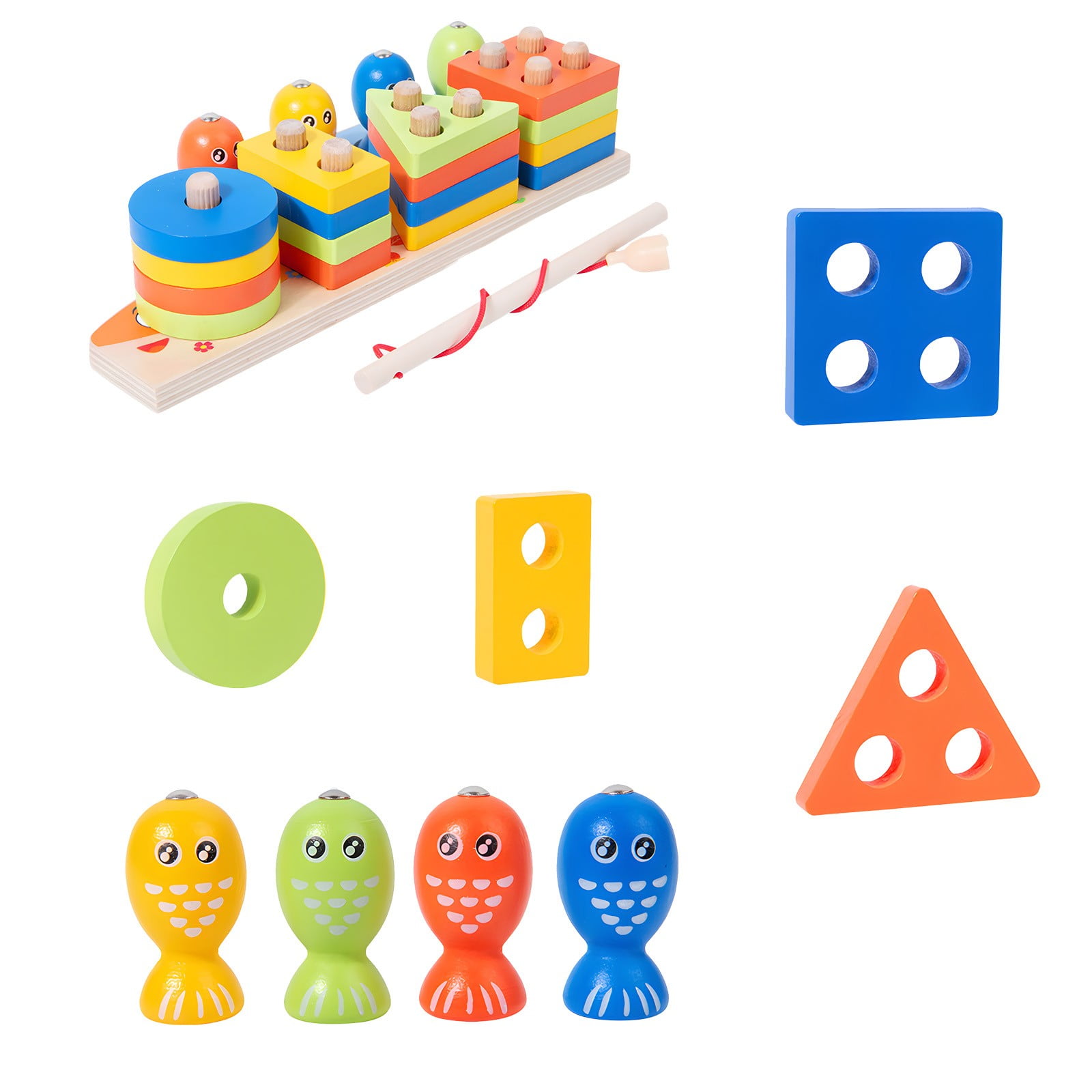 Twfbrm Baby Learning Playsets Children's Wooden Geometric Column ...