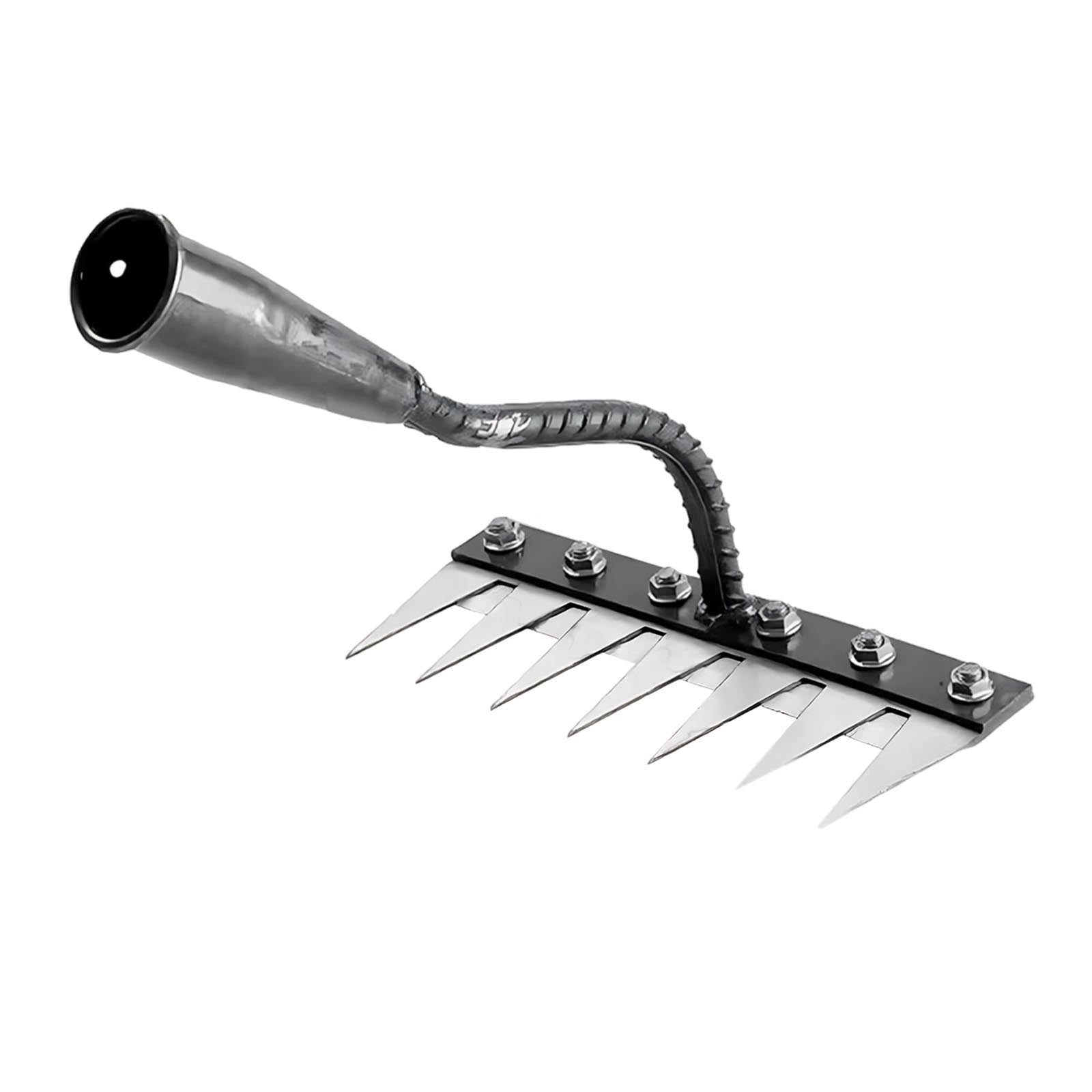 Twfbrm Carbon Steel Garden Rake, Heavy Duty 7 Tines Metal Wedding Rake ...