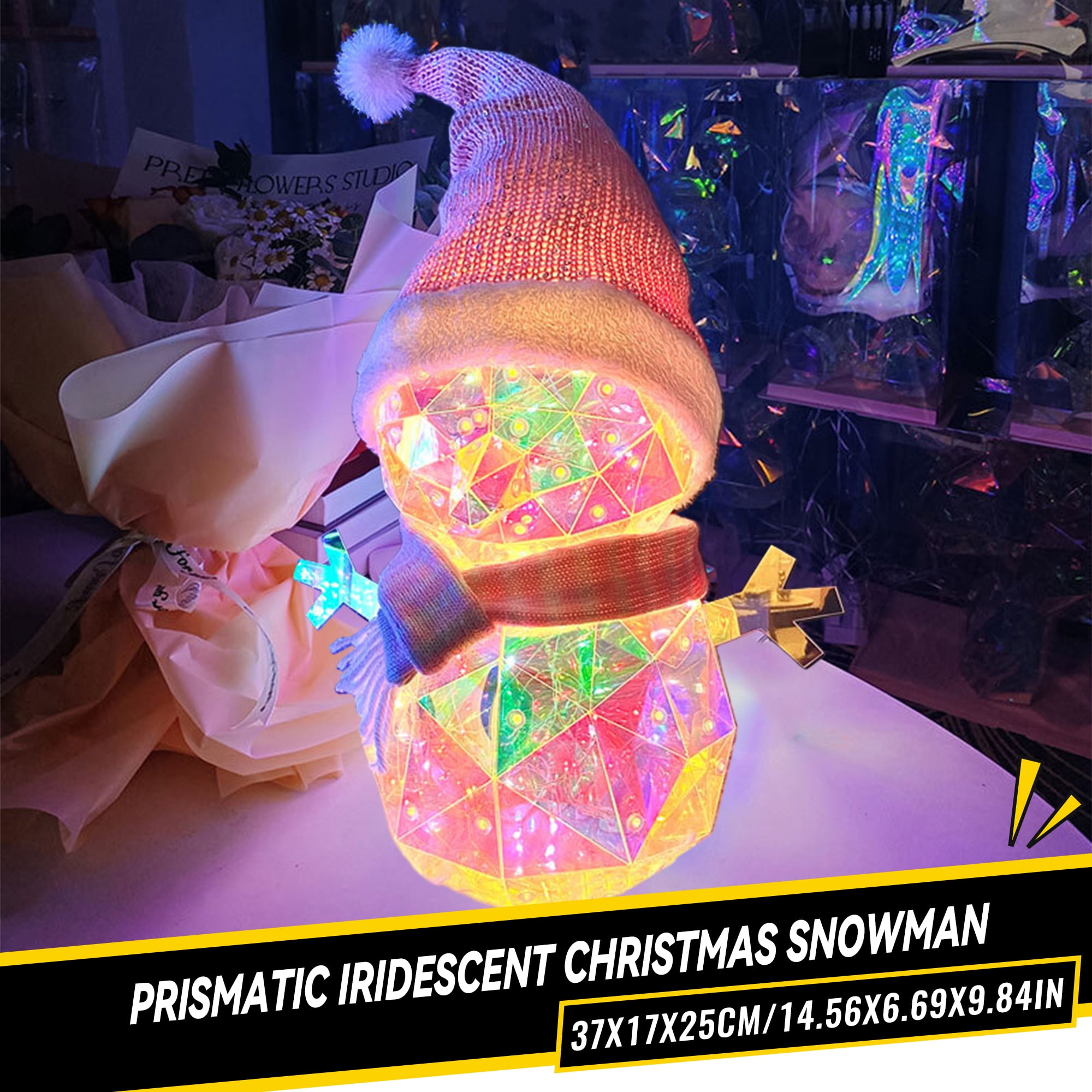 Twfbrm Christmas LED Lights-Prismatic Iridescent Christmas Snowman 14.6" USB Light String with ...