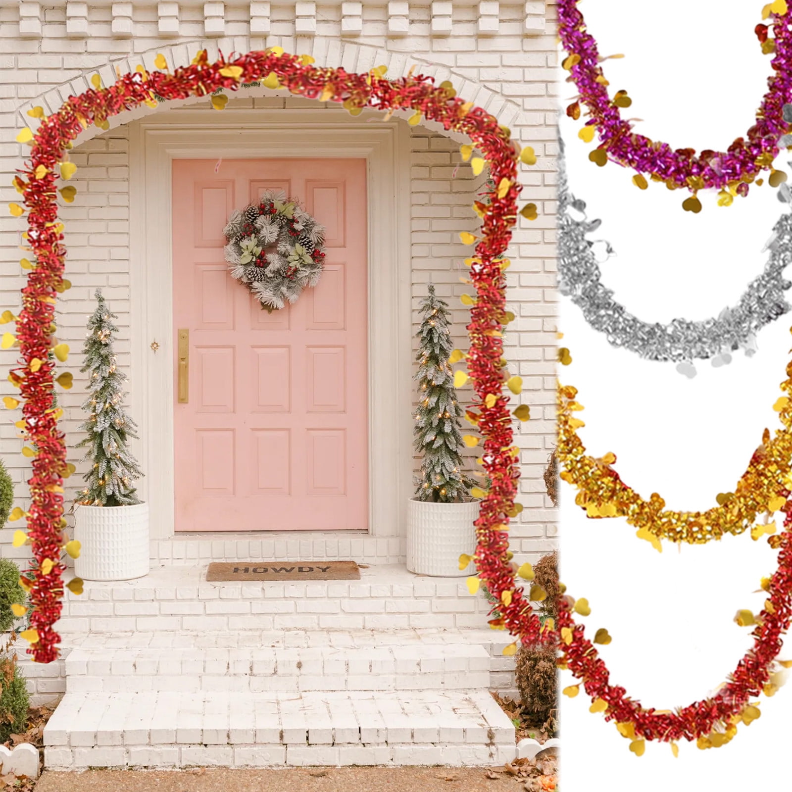 Twfbrm Christmas Tinsel Garland 6.56FT Thin Glitter Tinsel Metallic ...