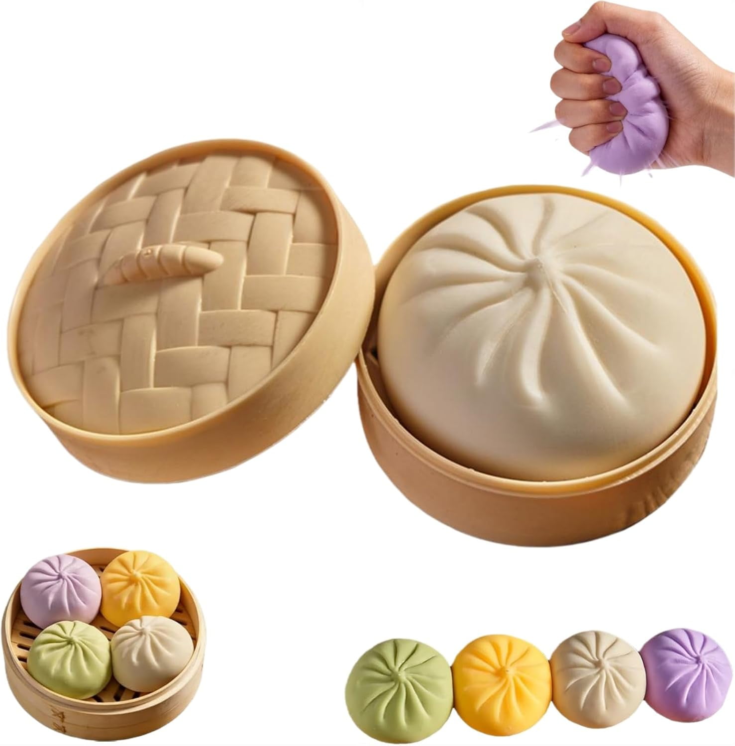 Twfbrm Dumpling Stress Ball, Giant Squashy Dumpling with Food Steamer ...