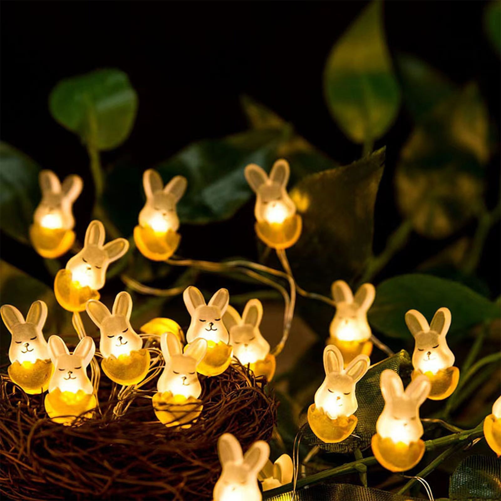 Twfbrm Easter Bunny String Lights, Easter Decorations 6.6FT 20 LED Rabbit Eggs Shaped Decorative ...