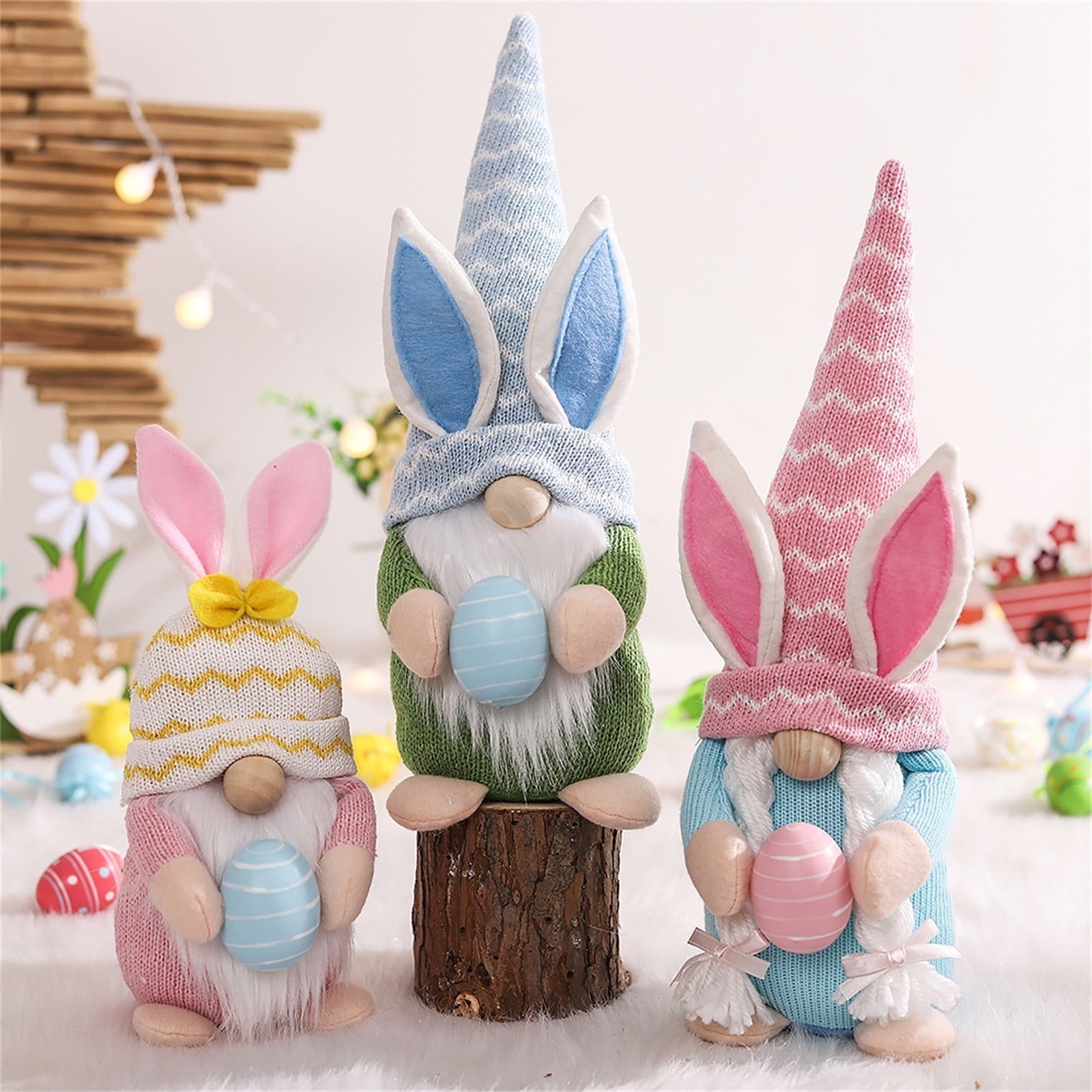 Twfbrm Easter Gnome Decorations, Fluffy Knitted Bunny Gnome Plush Doll ...