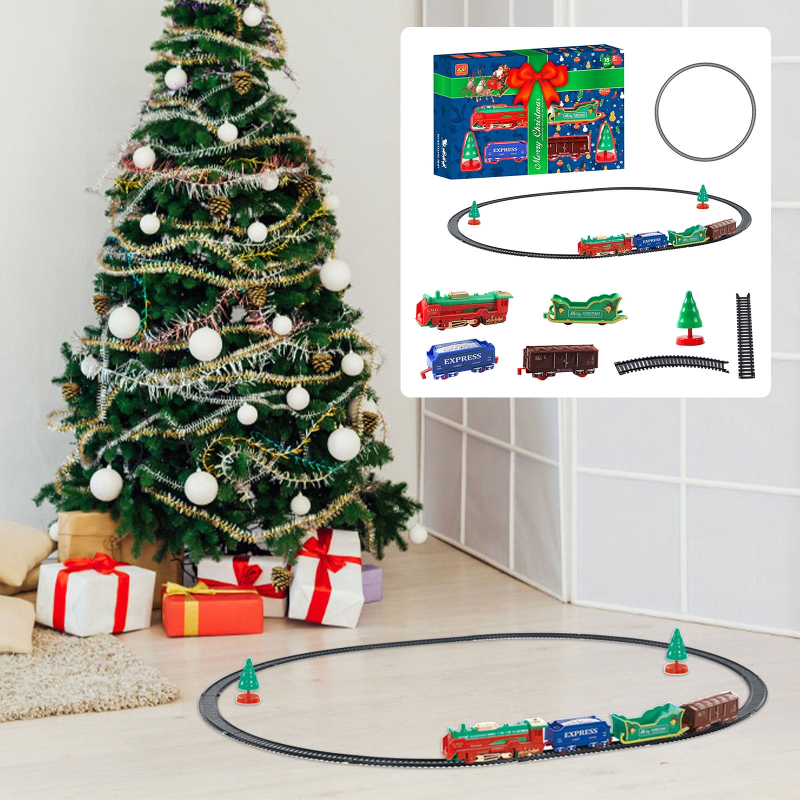 Twfbrm Electric Christmas Train Set for Under Around The Tree, Electric ...