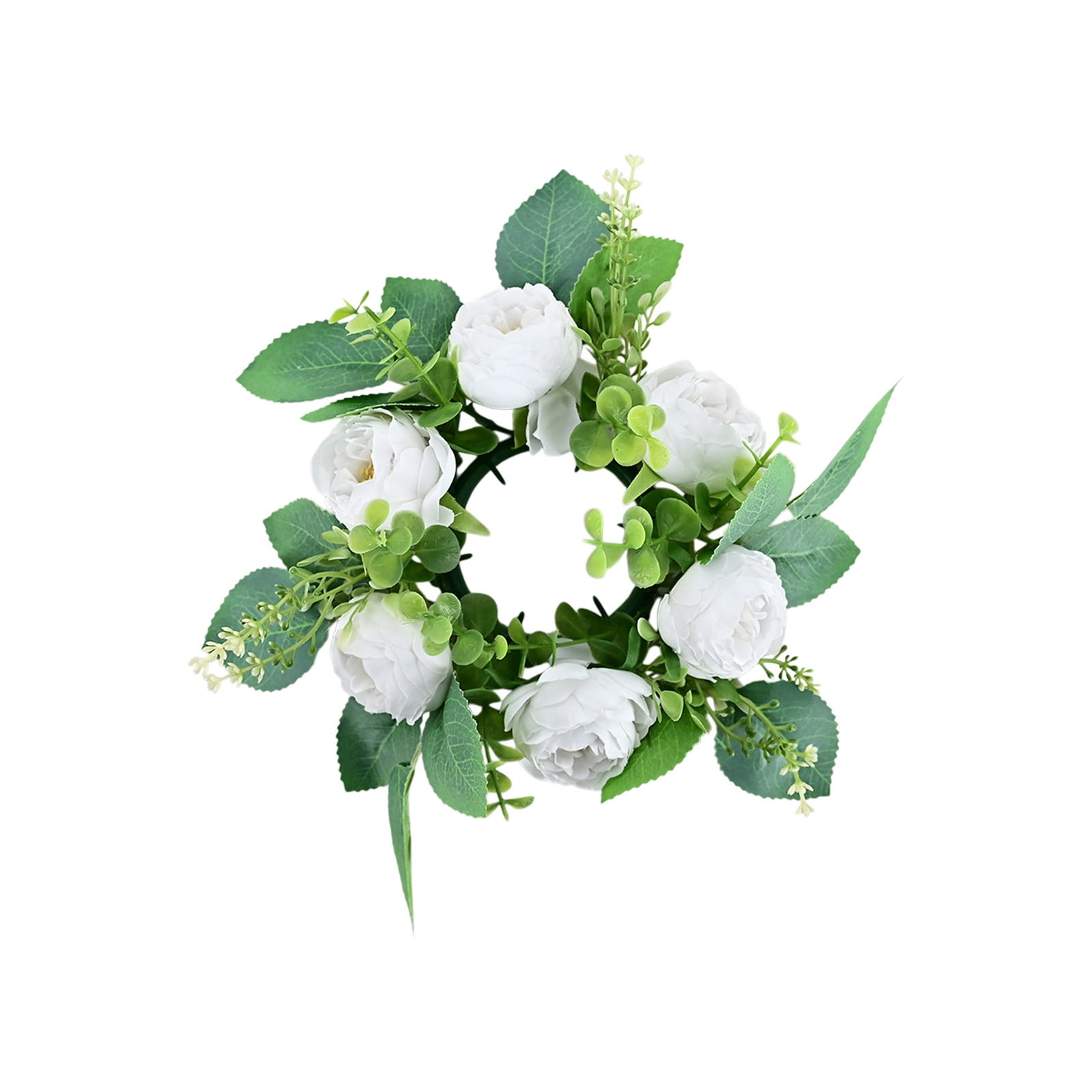 Twfbrm Flower Candle Rings Wreath, 3" Inner Artificial Peony Candle ...