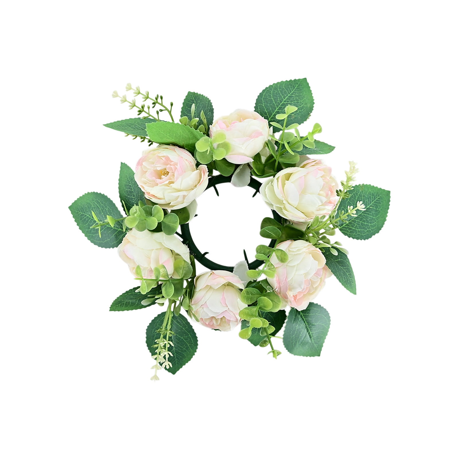 Twfbrm Flower Candle Rings Wreath, 3" Inner Artificial Peony Candle ...