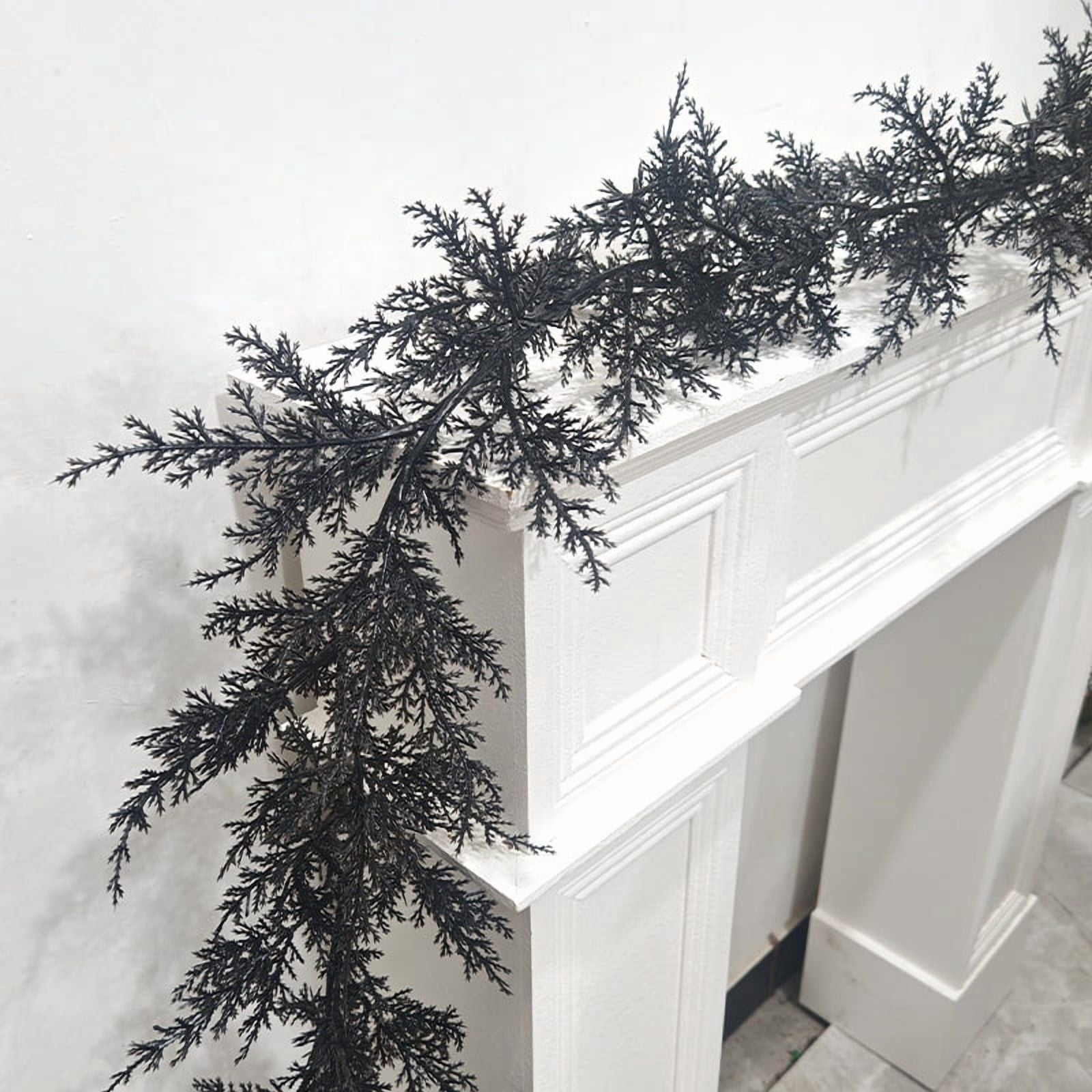 Twfbrm Halloween Black Cedar Garland, Halloween Decorations 5.9ft ...