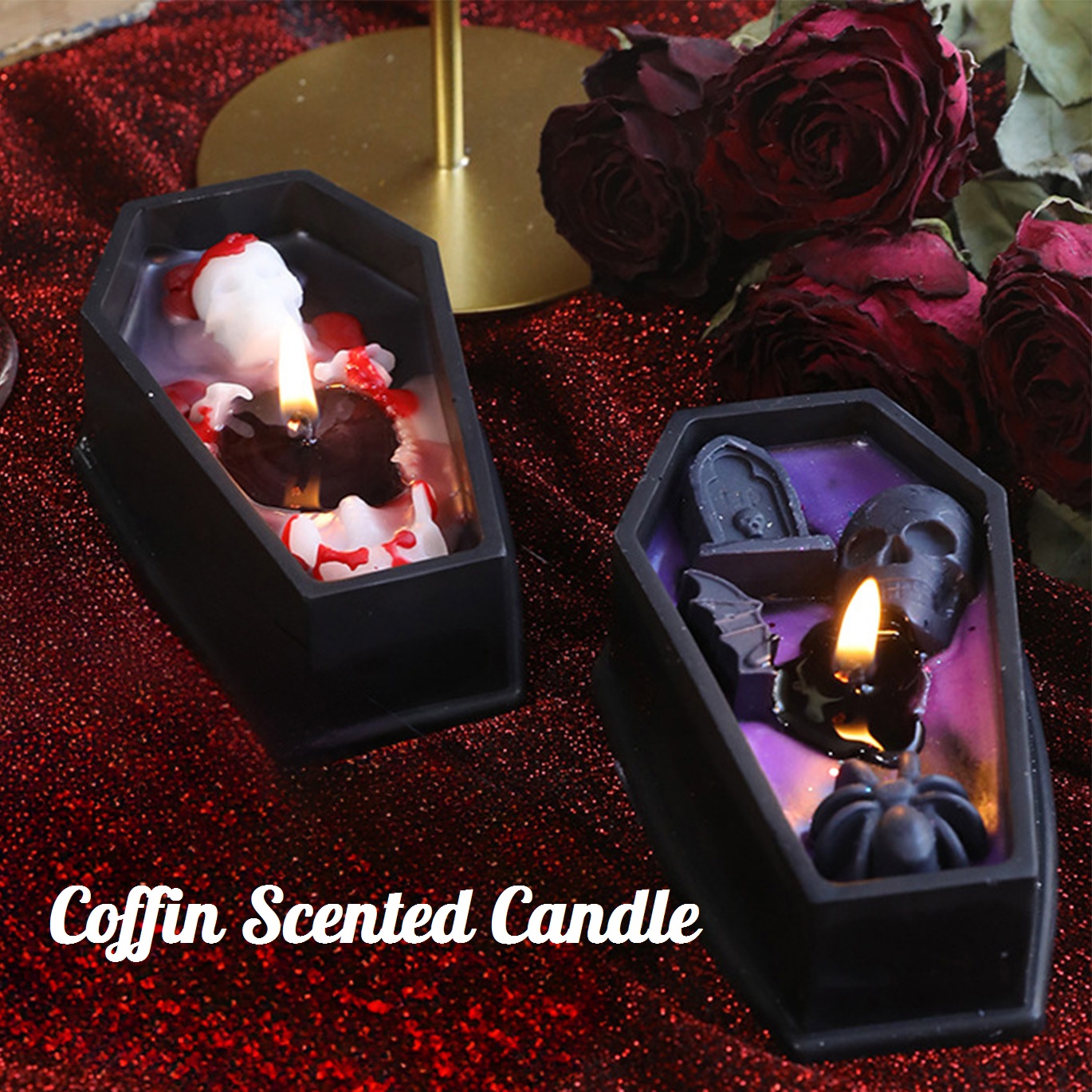 Twfbrm Halloween Coffin Candles, Halloween Decorations Paraffin Wax ...