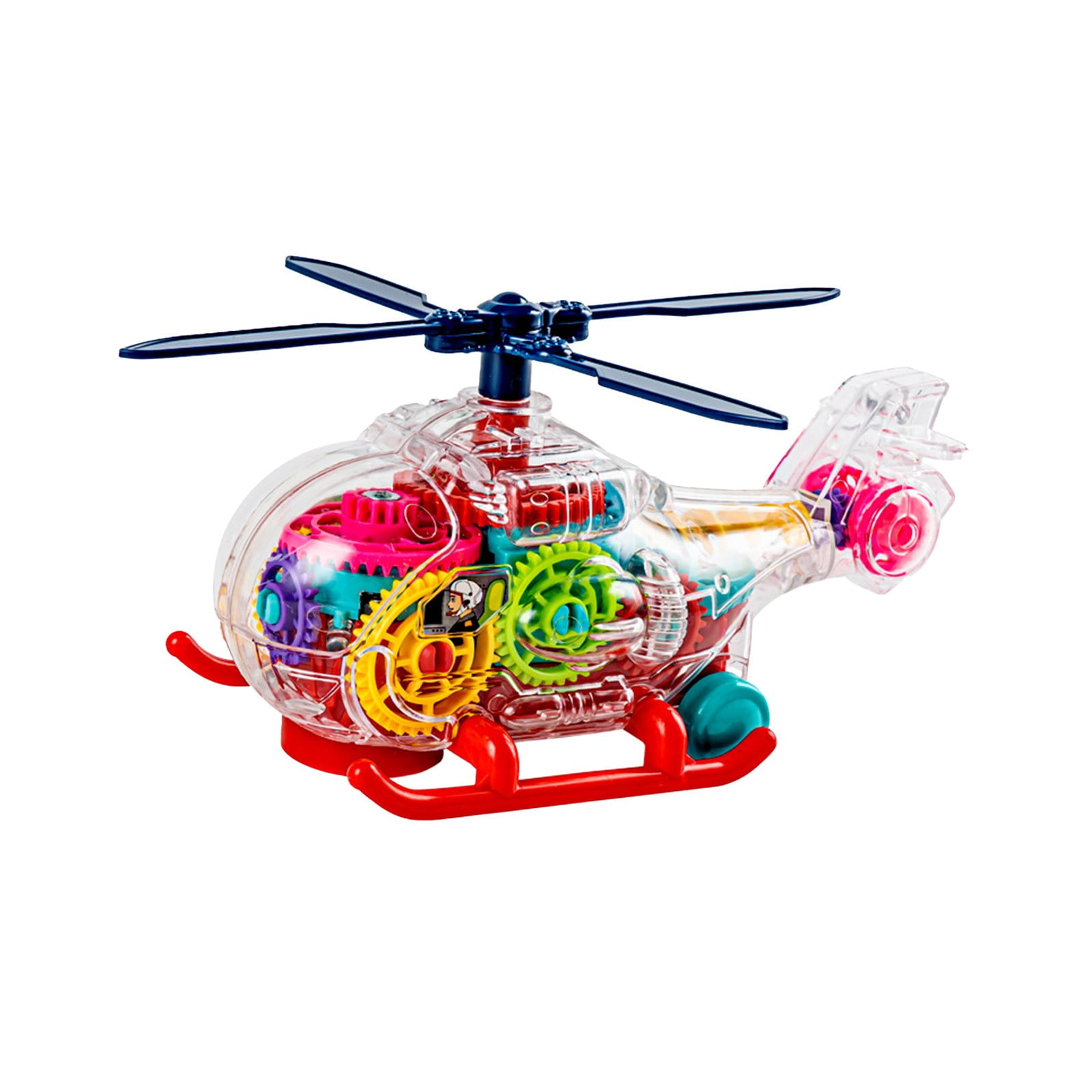 Twfbrm Light Up Transparent Toy Helicopter for Kids, Bump and Go Toy ...