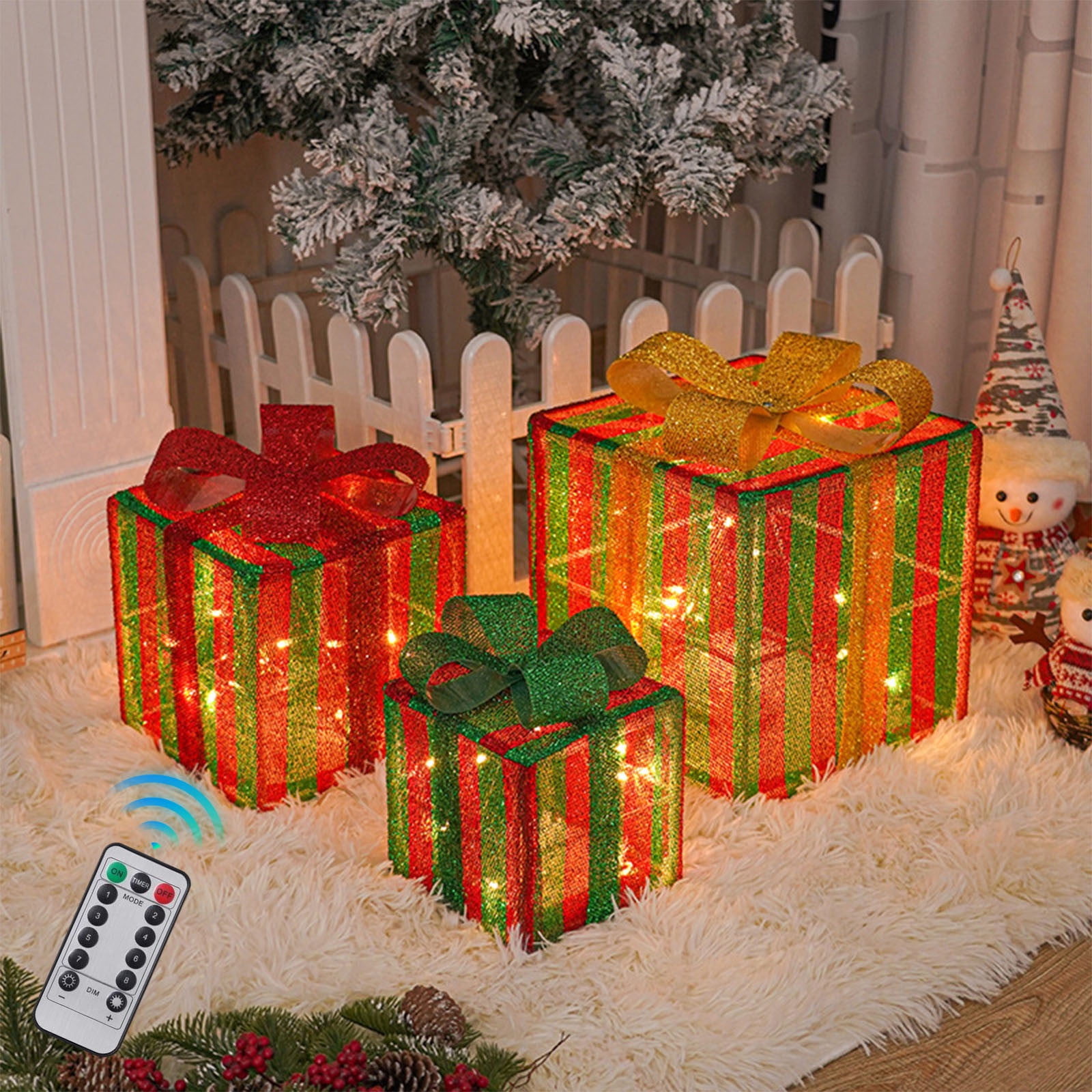 Yhmxh Set of 3 Christmas Lighted Gift Boxes Christmas Decorations, Pre ...