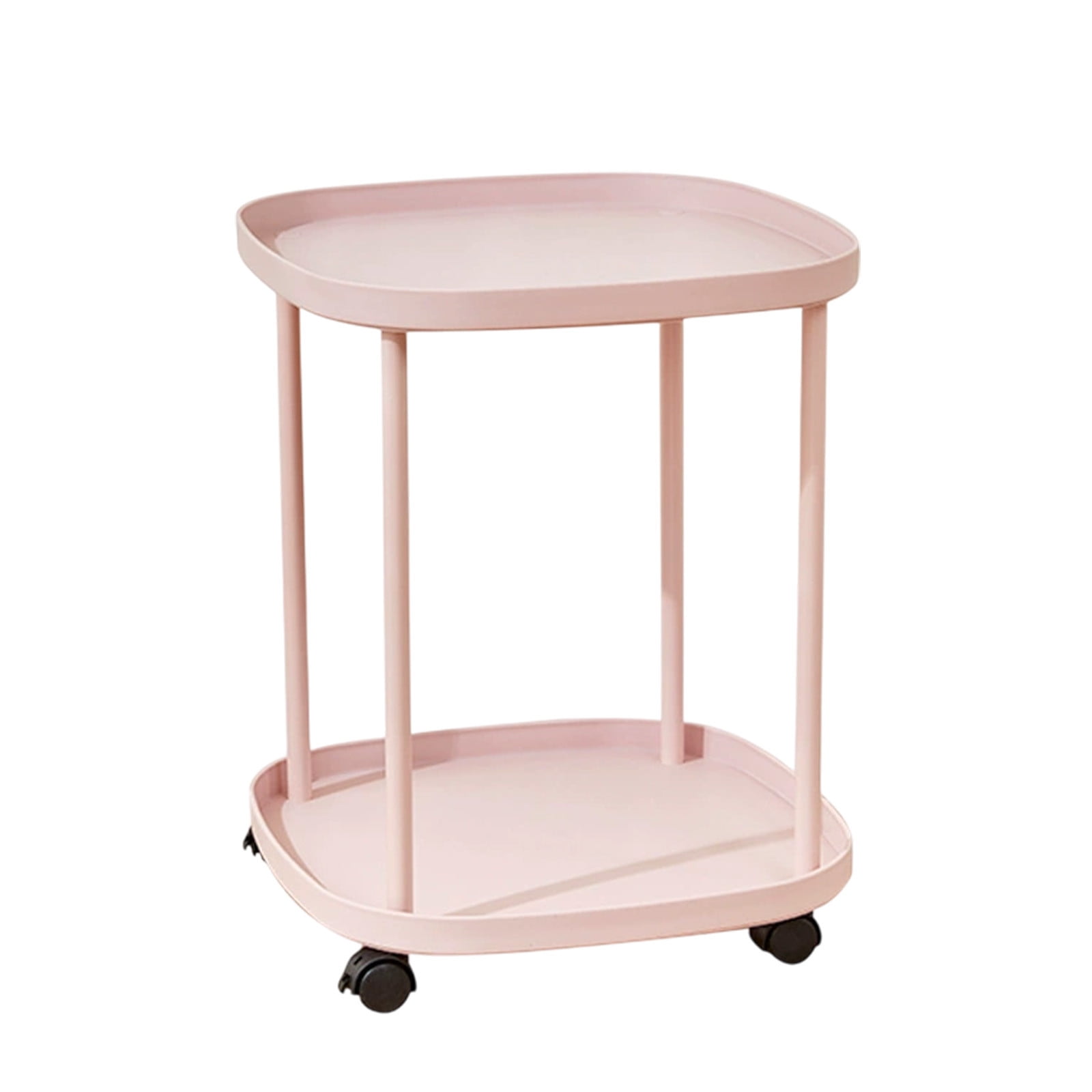 Twfbrm Side Table with Wheels, 2 Tier End Table Living Room Plastic ...