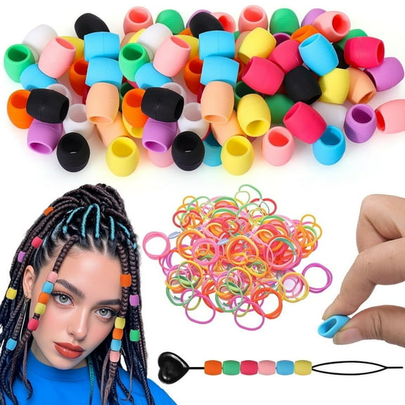 BingTong Hair Beads for Women Girls Braids, Soft Colorful Pony Beads ...