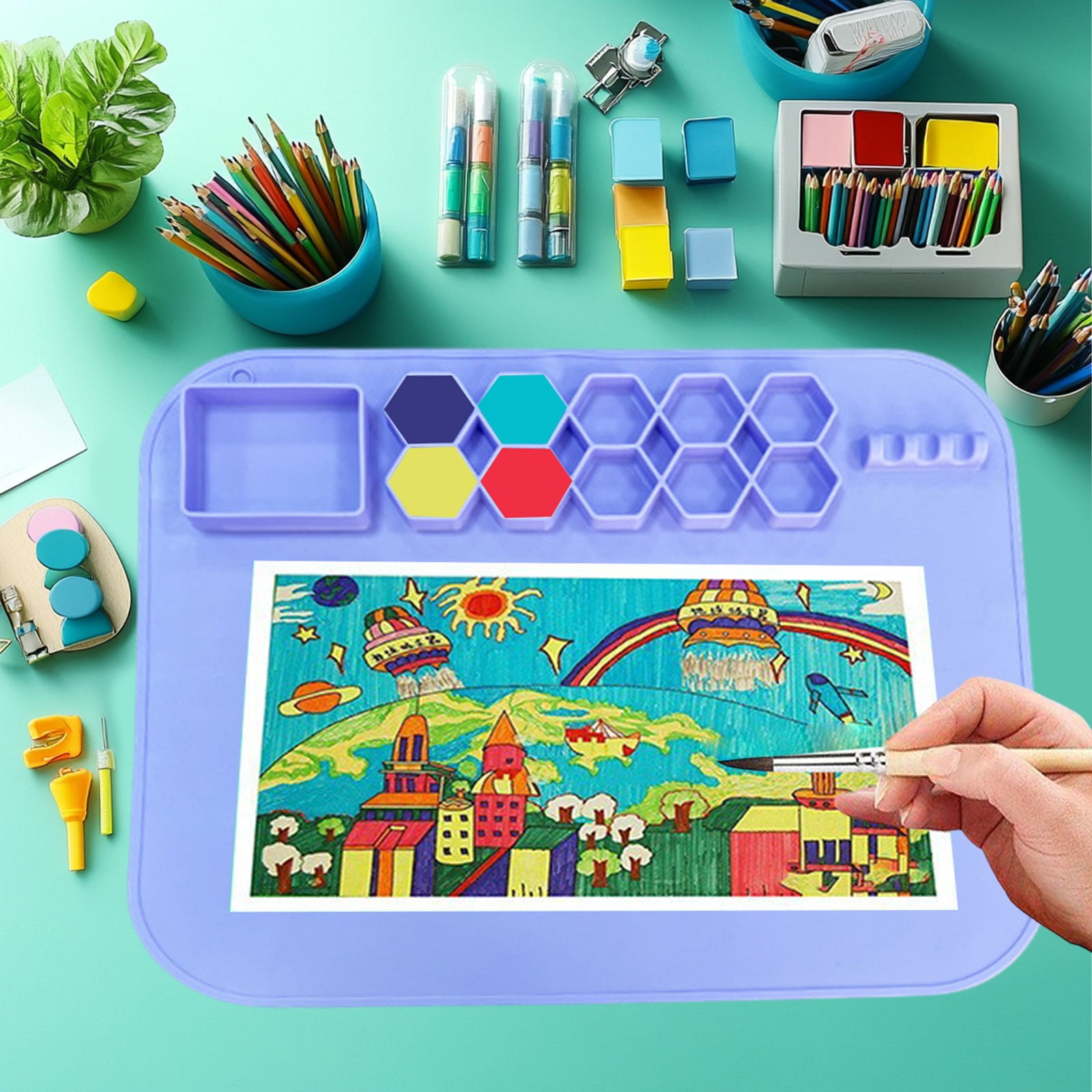 Twfbrm Silicone Painting Mat,20"X16" Large Silicone Art mat, Art Mat ...