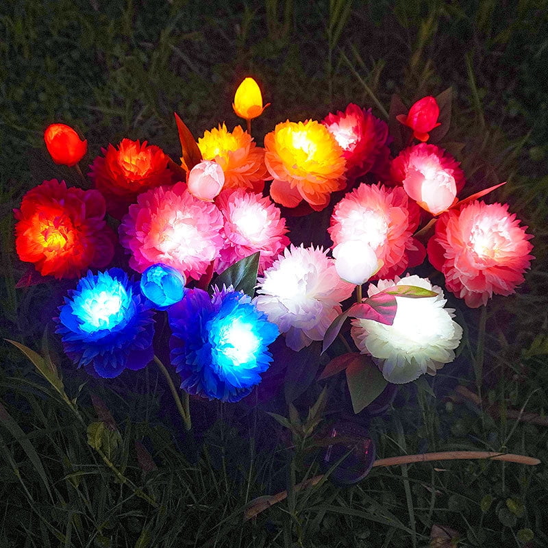 Twfbrm Solar Flower Lights for Outdoor, 27" Waterproof LED Garden ...