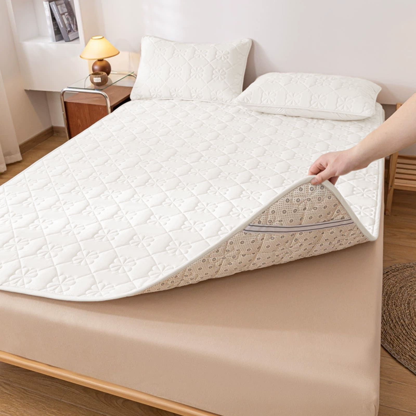 Twfbrm Textured Mattress Protector Queen Size, Cotton Quilted Mattress ...