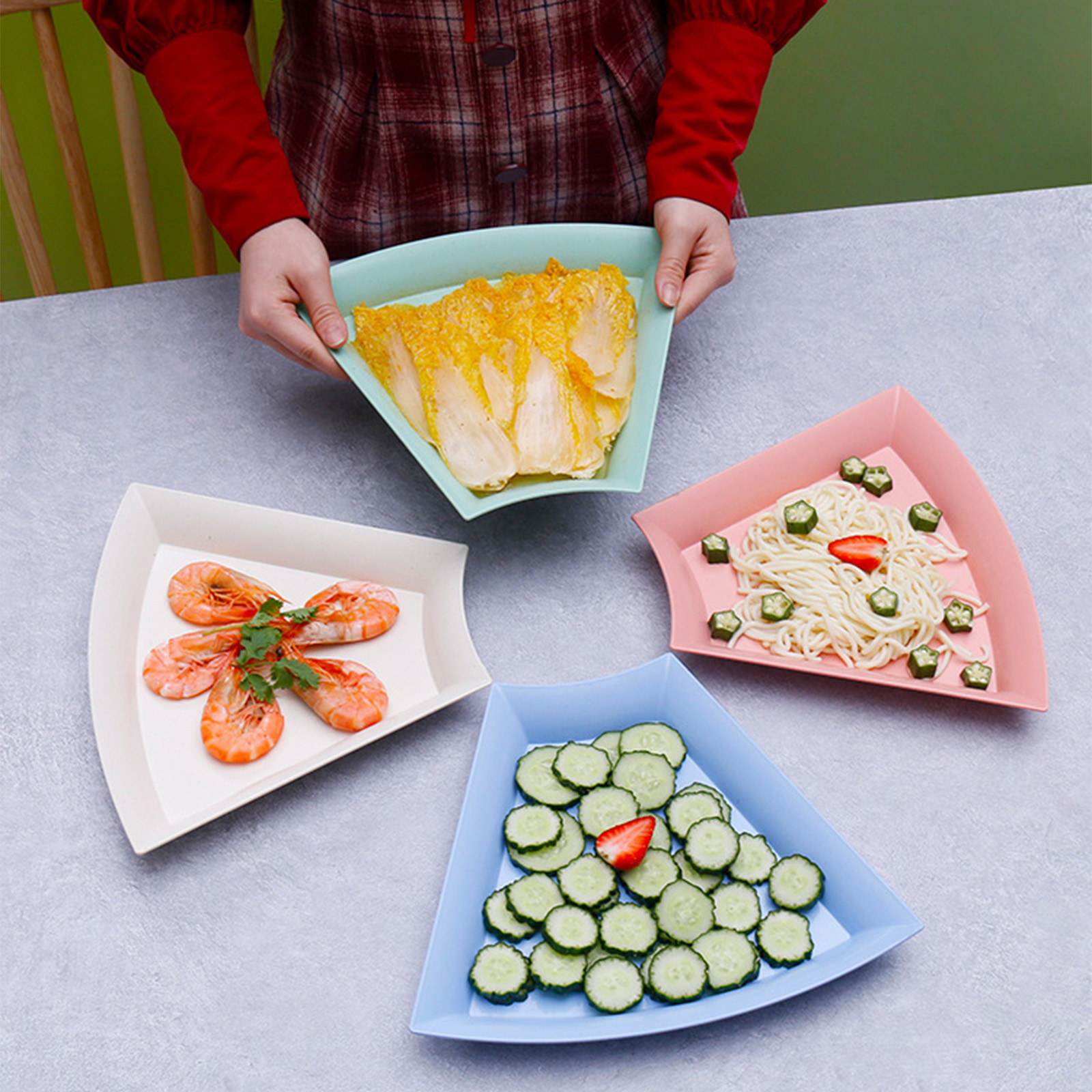 Twfbrm Wheat Straw Dessert Plates, Pastel Trapezoidal Appetizer Plates ...