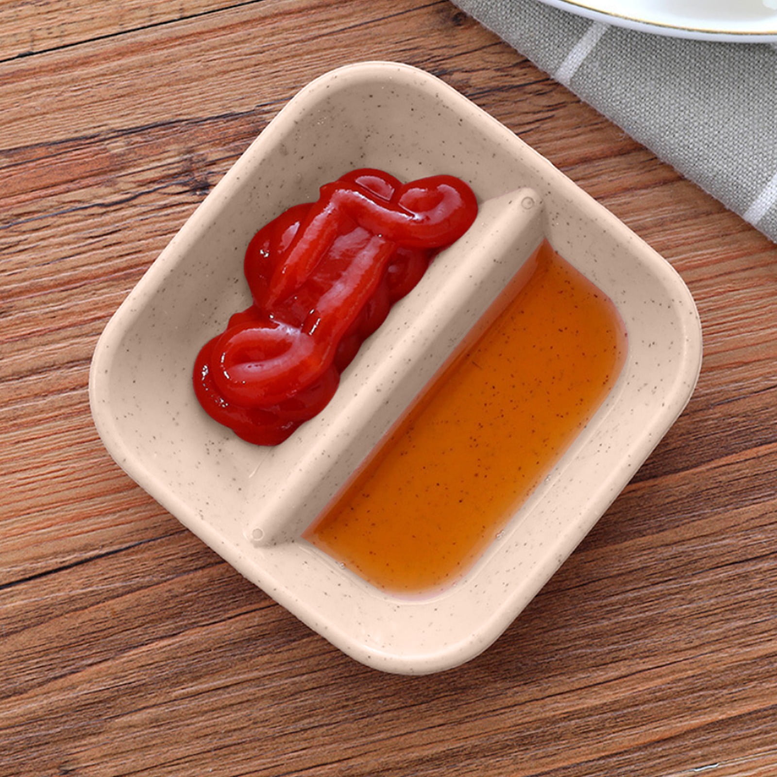Twfbrm Wheat Straw Soy Sauce Dishes, 2 Compartments Small Dessert Bowls ...
