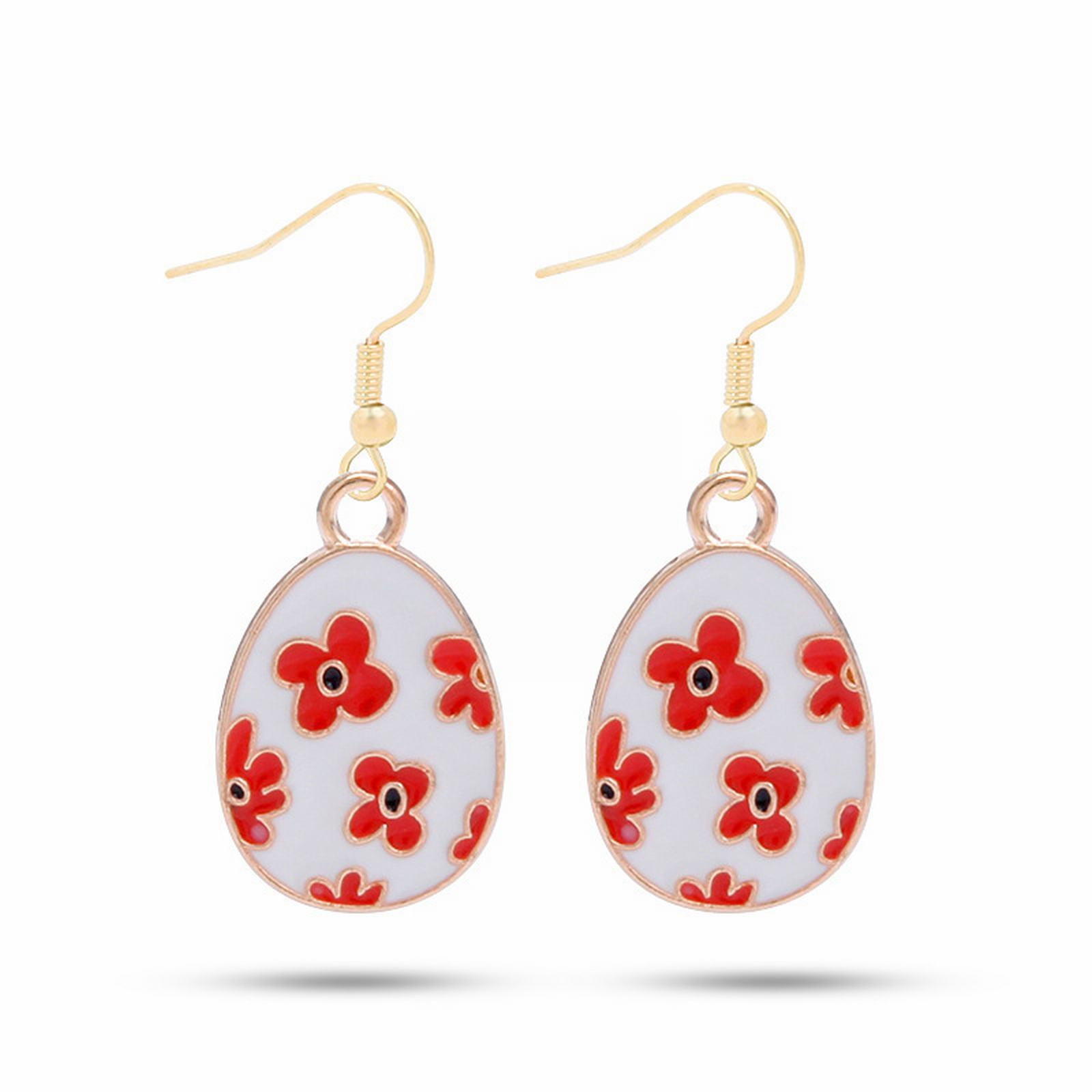 Twflaqlo Cartoon Cute Bunny Dangling Rabbit Earrings Happy Easter Egg ...