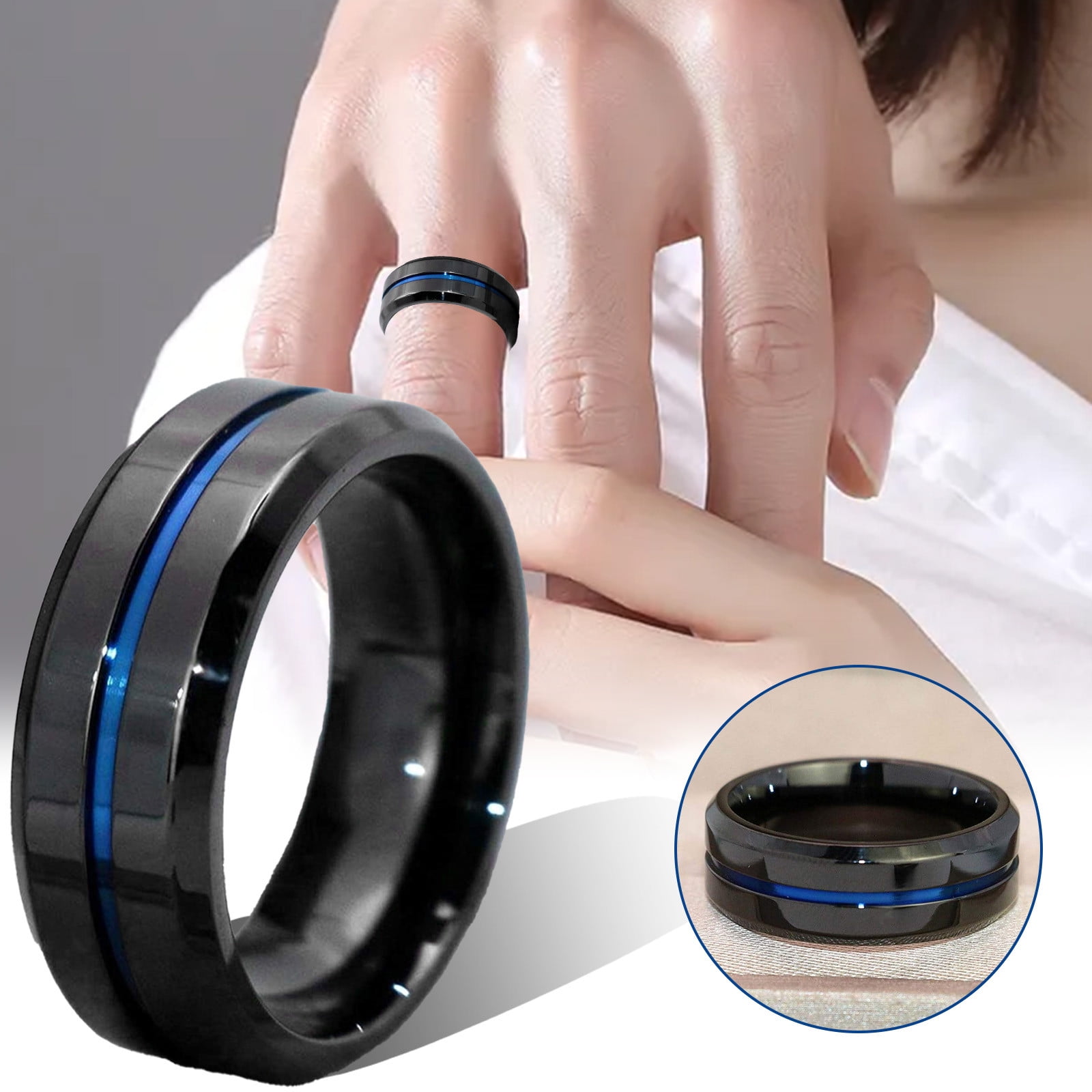 Twflaqlo Couple Ring Bridal Set His Hers Plated Pink Stainless Steel ...