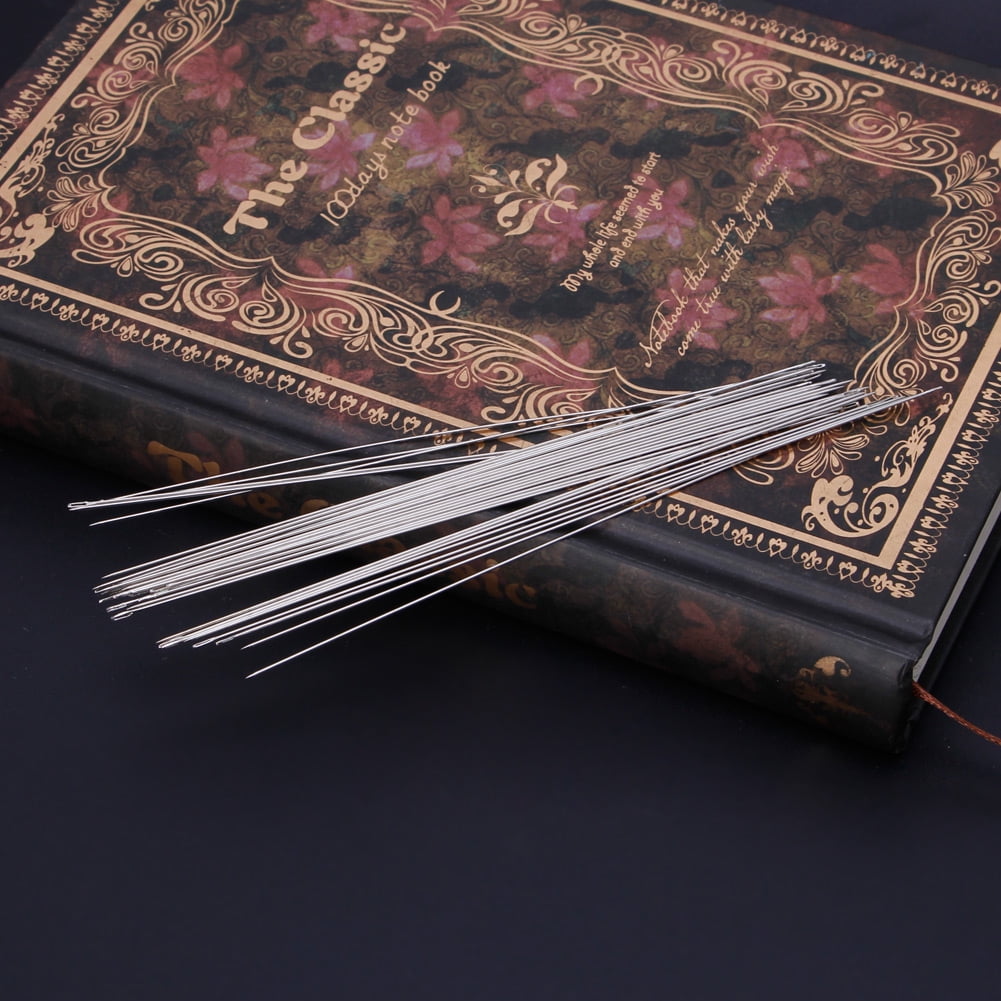 TwhqxjCN 25 Pieces Bead Needle Big Eye Beading 12cm Metal Sewing Large Threading Needle for ...