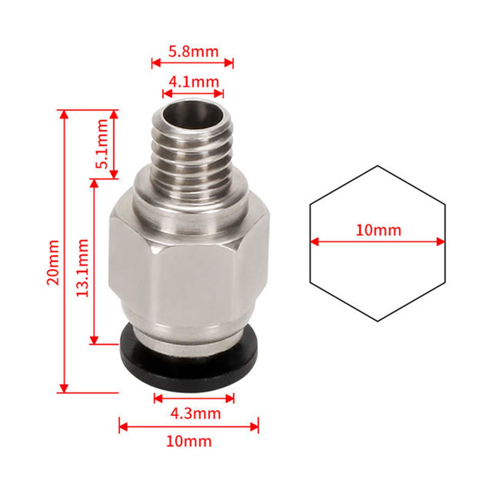 TwhqxjCN 5 Pieces PC4-M6 Male Thread Straight Ptic Fitting Quick Push ...