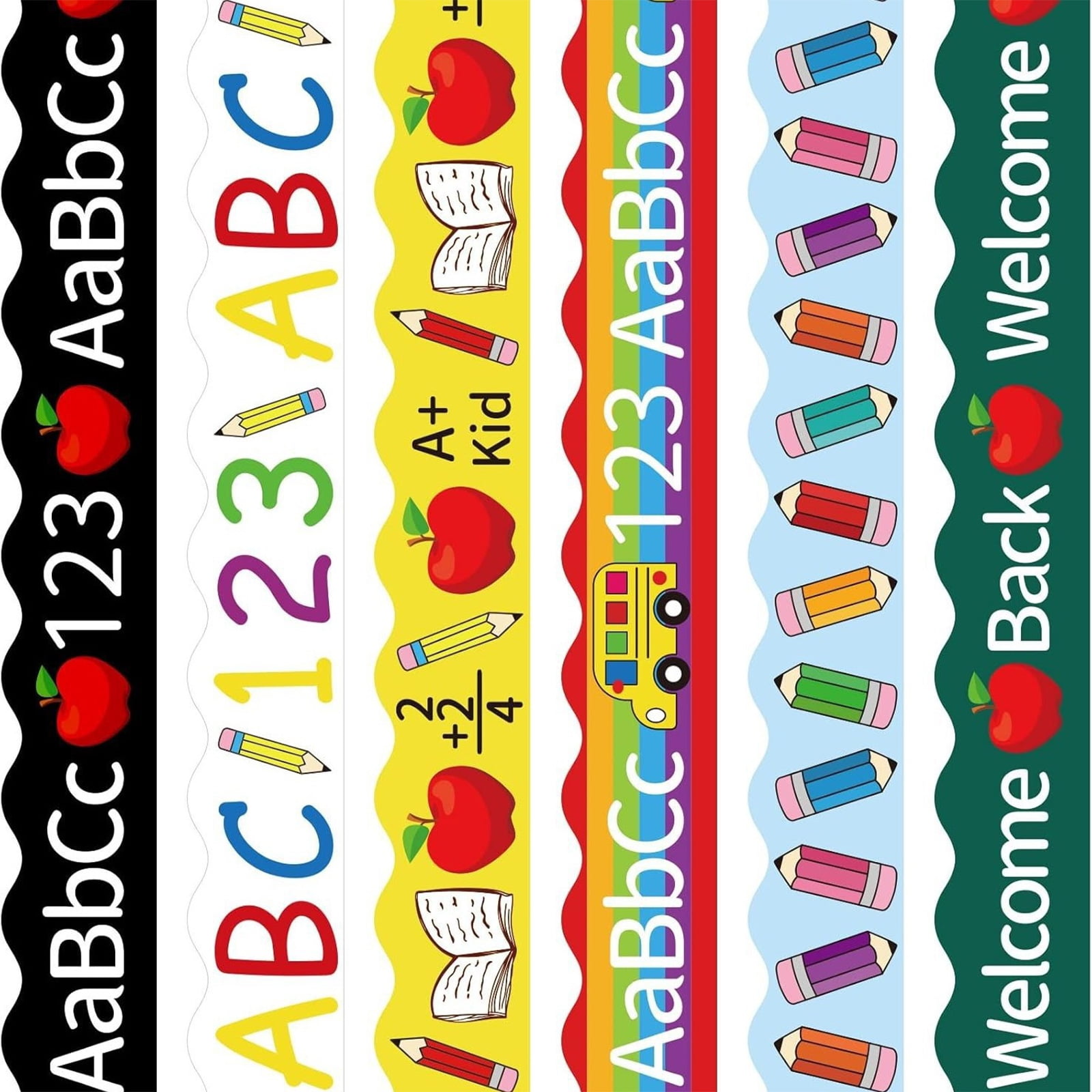 TwhqxjCN 6 Pcs Bus Printed Bulletin Board Border Colorful Bulletin ...