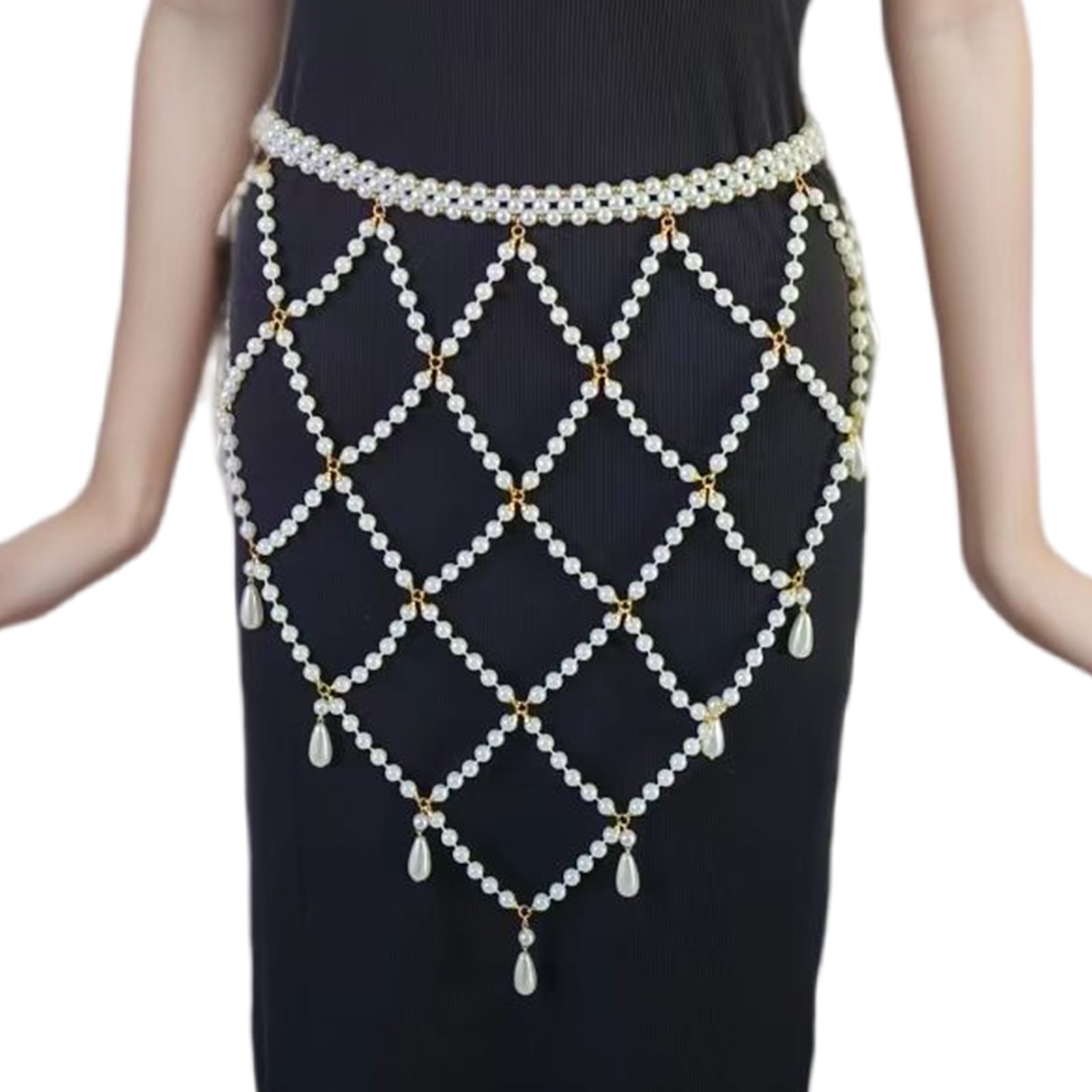 TwhqxjCN Fashionable Imitation Pearls Tassels Waist Chain Belt ...