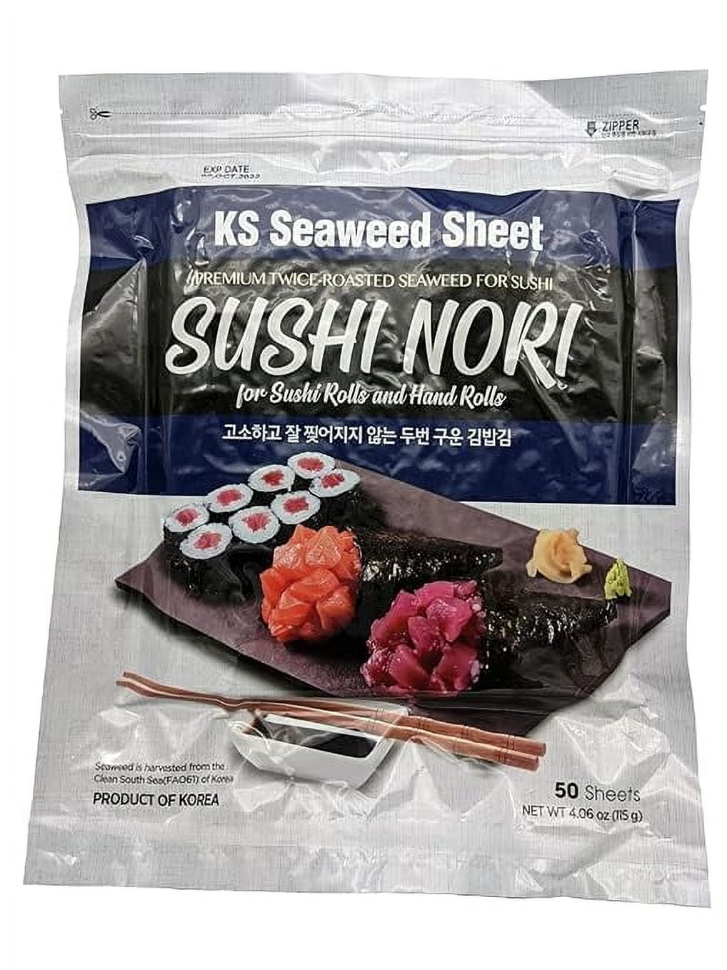 Twice Roasted Seaweed Sheets 7.50 in x 8.25 in (50 Sheets) - Walmart.com