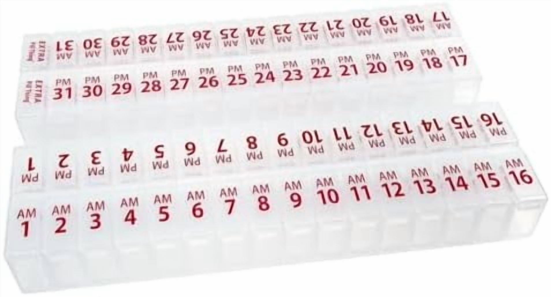 Twice-a-Day Monthly Large Pill Organizer Set - AM and PM Medication ...