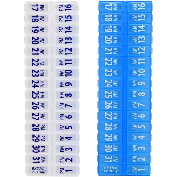 Pill Thing Monthly Pill Organizer Set for AM and PM Medication, 31 Day ...