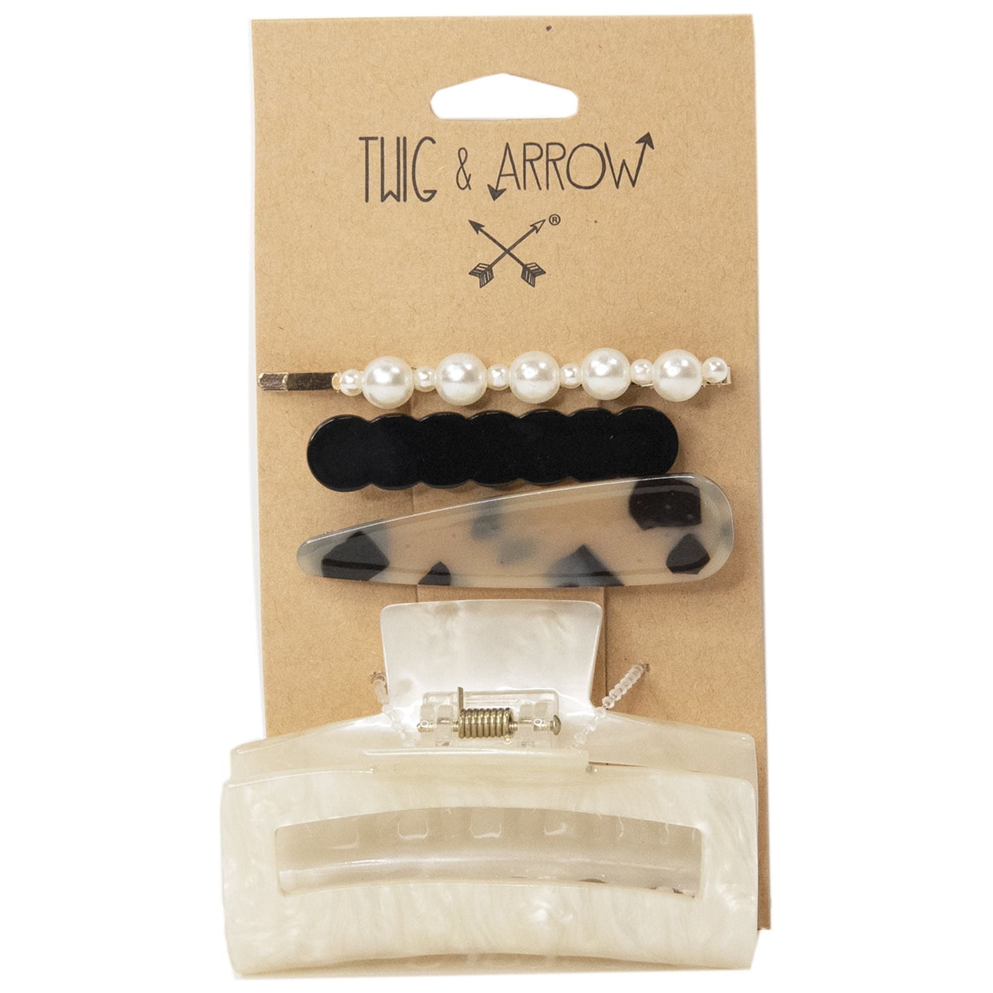 Twig & Arrow Assorted Hair Clips, Natural/Black, 4-Pack - Walmart.com
