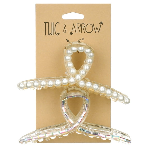 Twig & Arrow Pearl & Gem Infinity Shape Claw Clips, 2-Pack, Translucent ...