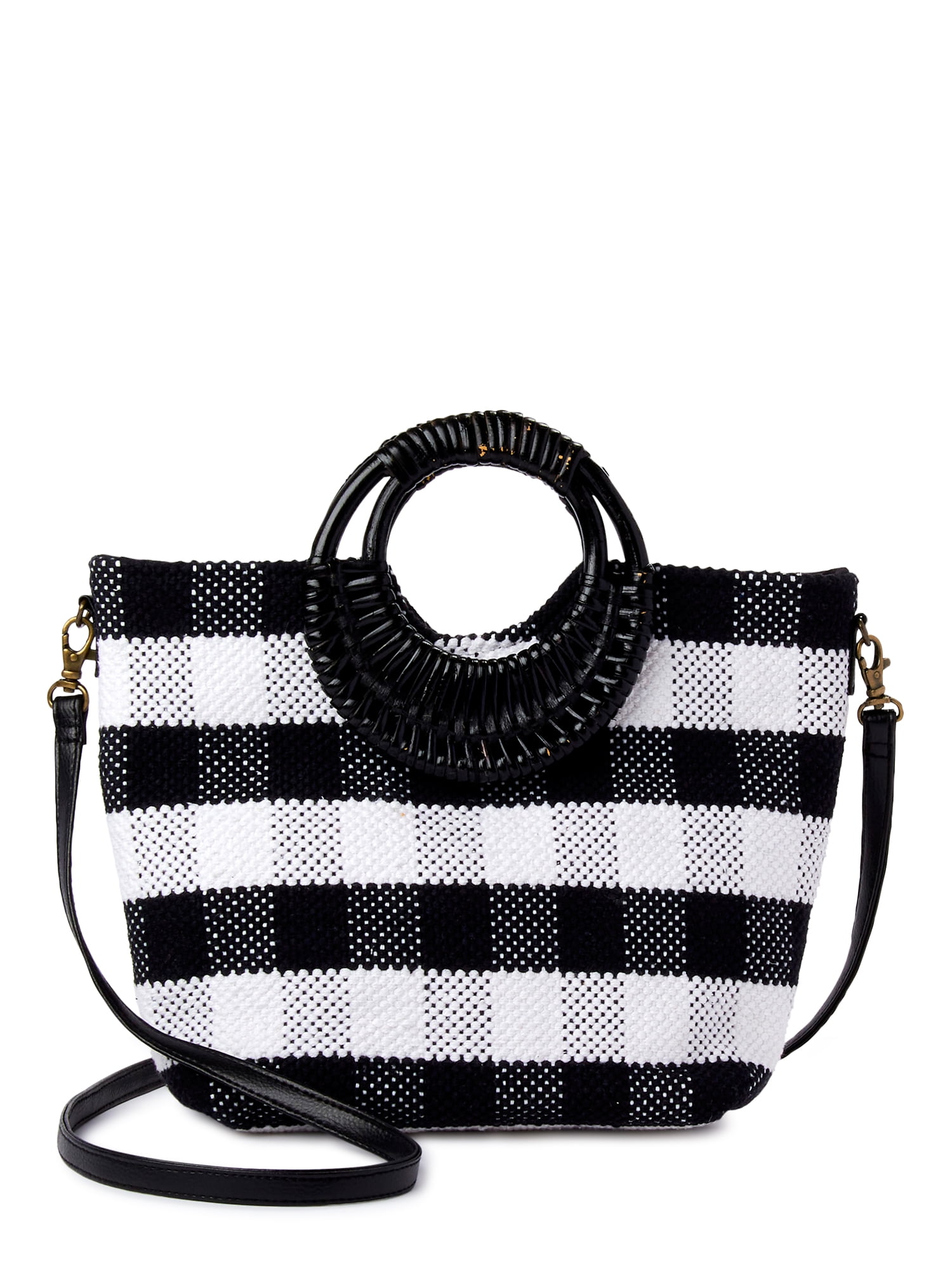 Twig & Arrow Women's Synthetic Crossbody Tote Bag with Wicker Handles ...