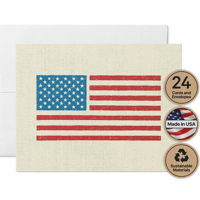 Twigs Paper - American Flag Note Cards - Blank Patriotic Stationary ...