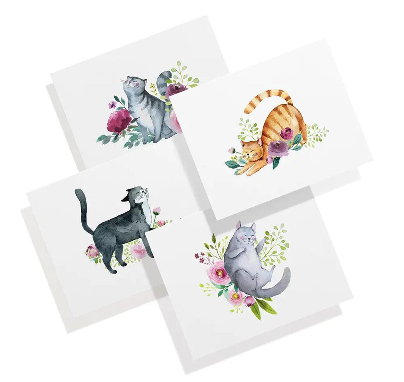 Twigs Paper - Cat Note Cards - Set of 12 Blank Assorted Cards (5.5 x 4. ...