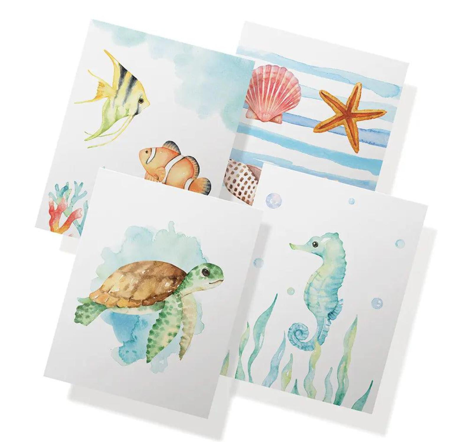 Twigs Paper - Ocean Themed Note Cards - Set of 12 Blank Cards (5.5 x 4. ...