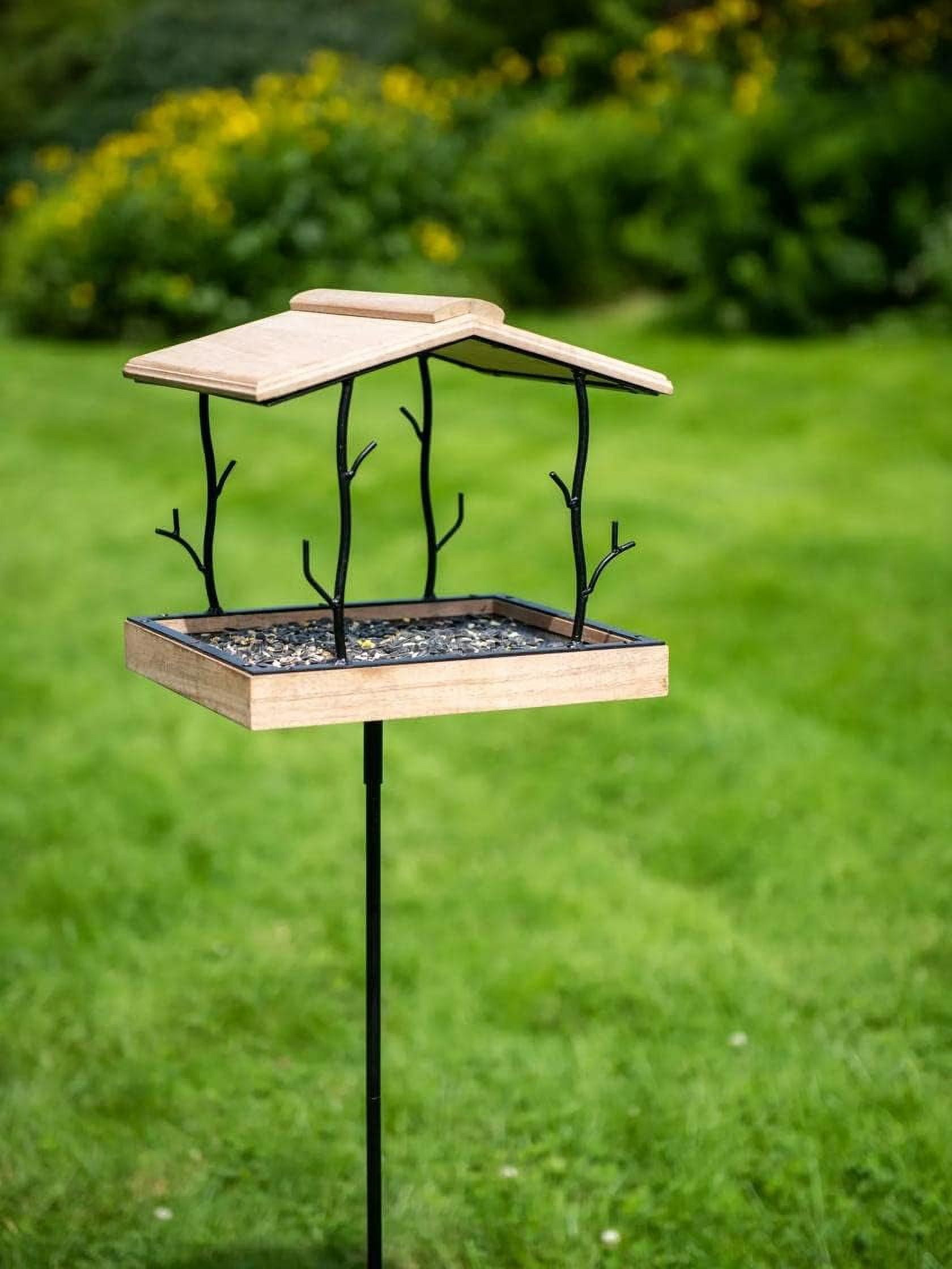 Twigs Platform Bird Feeder | Unique Natural Wood Outdoor Garden Tray ...