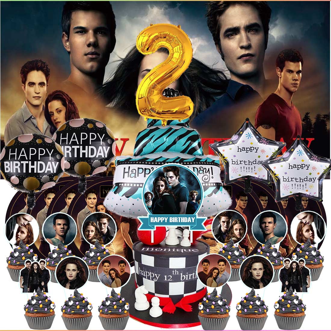 Twilight 2nd Tableware Balloons Cake Toppers Backdrop Banner Supplies ...