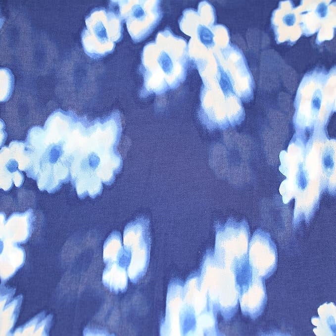 Twilight Blue Azure 58" Wide Printed Hi Multi Chiffon Washed Fabric by ...