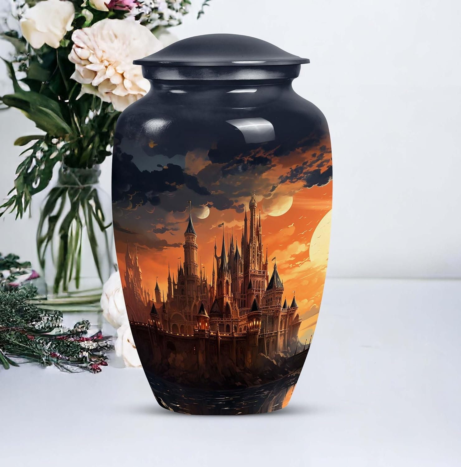 Twilight Castle Urn, Memorial Urn for Human Ashes, Decorative Urn ...